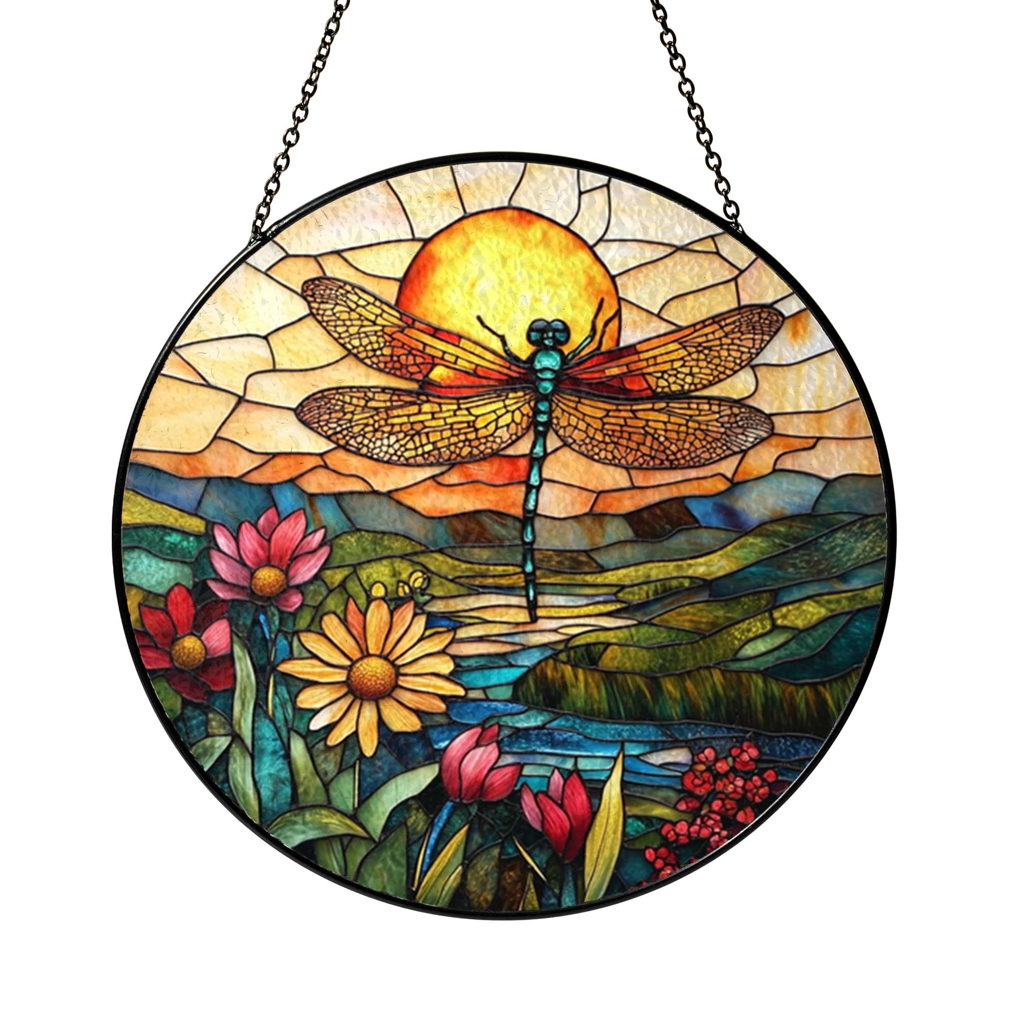Botanical Window Art – Dragonfly Stained Glass Look - Walmart.com
