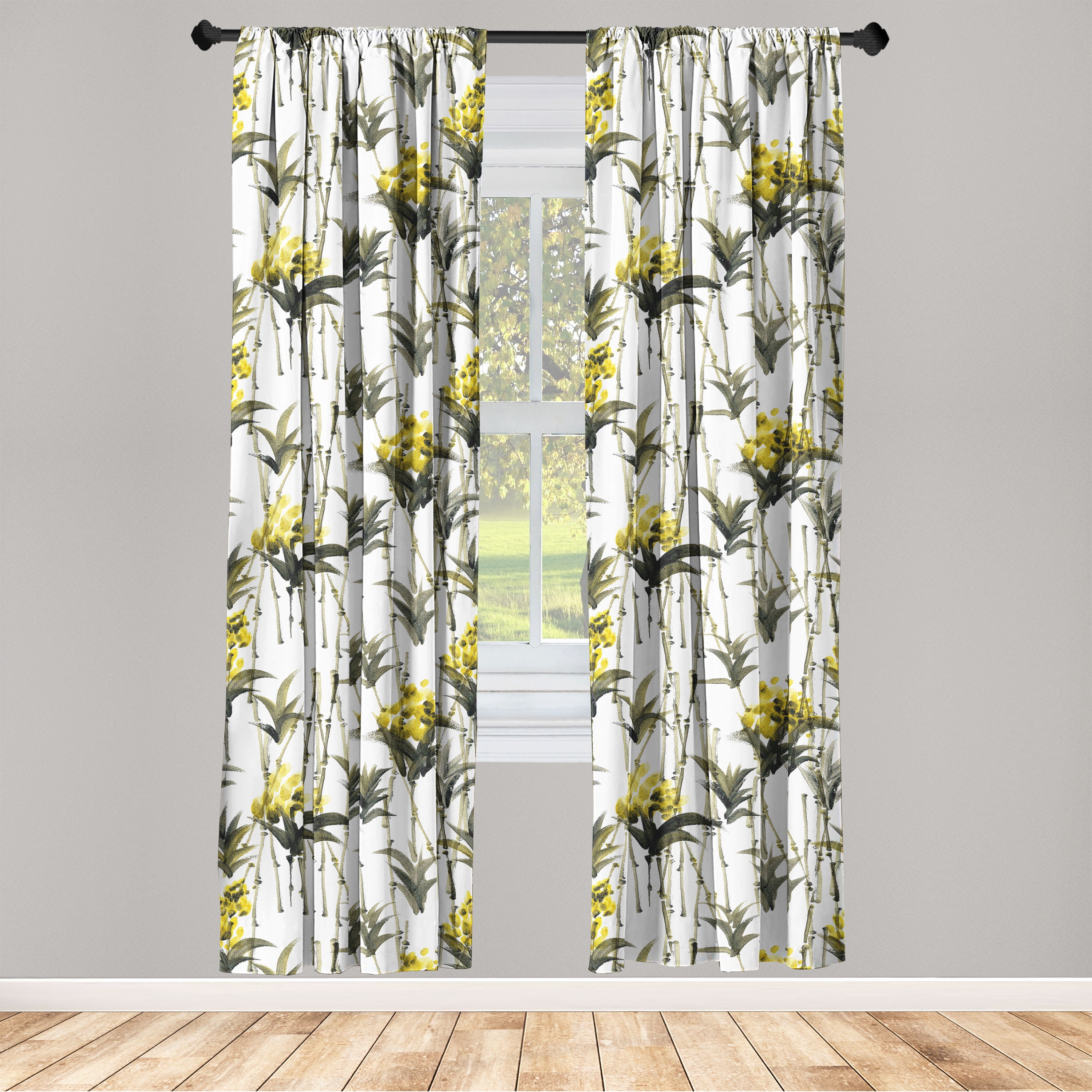 Botanical Window Curtains, Blurry Look Summer Meadow Blooming Flowers ...