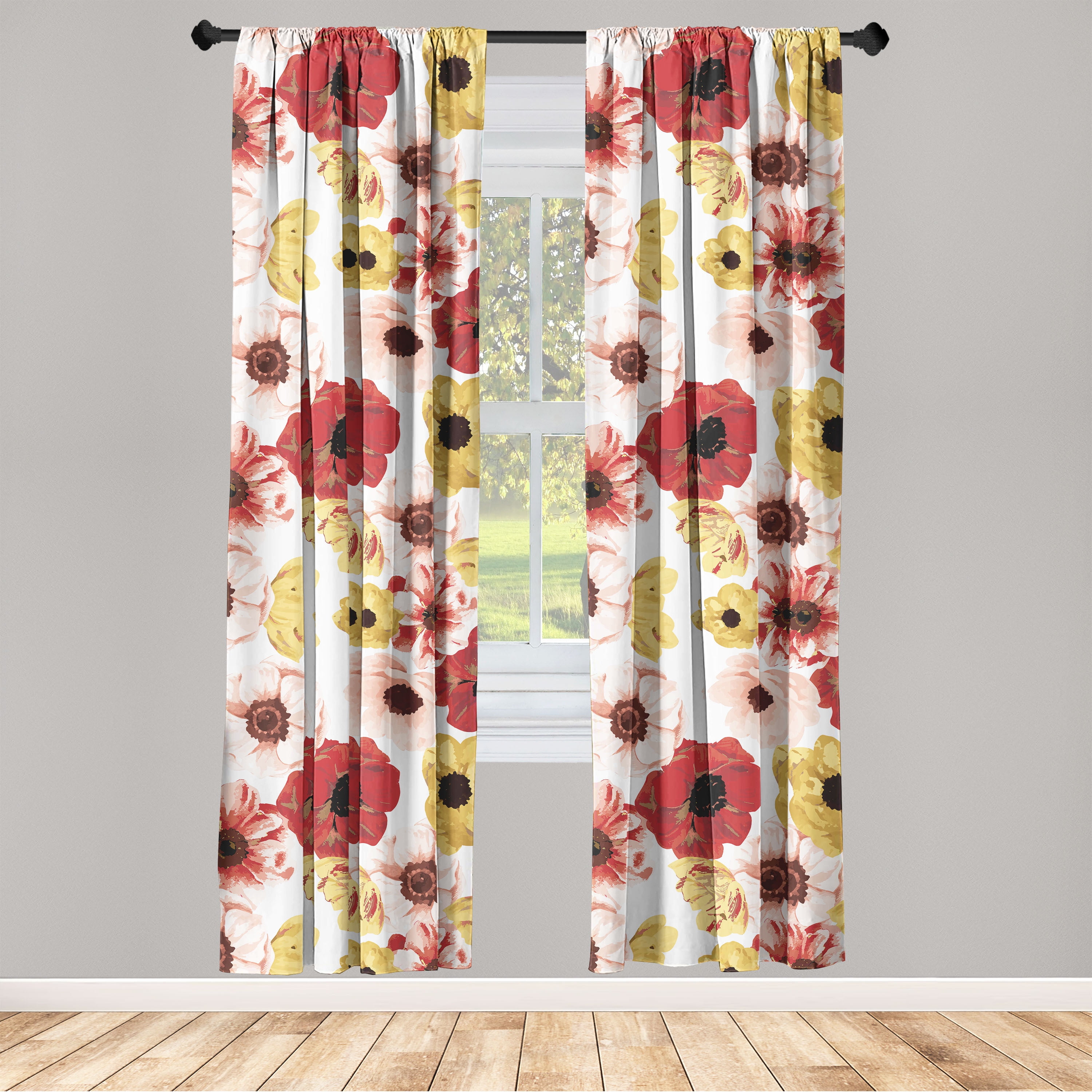 Botanical Window Curtains, Springtime Flowers Boho with Romantic Aura ...