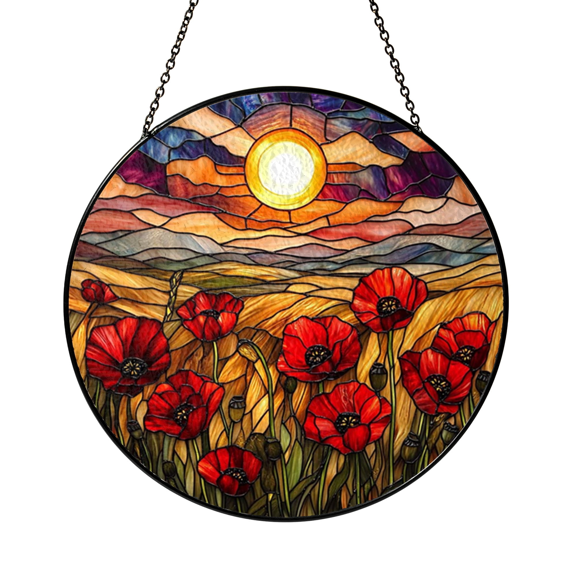 Botanical Window Decor – Poppy Stained Glass Style - Walmart.com