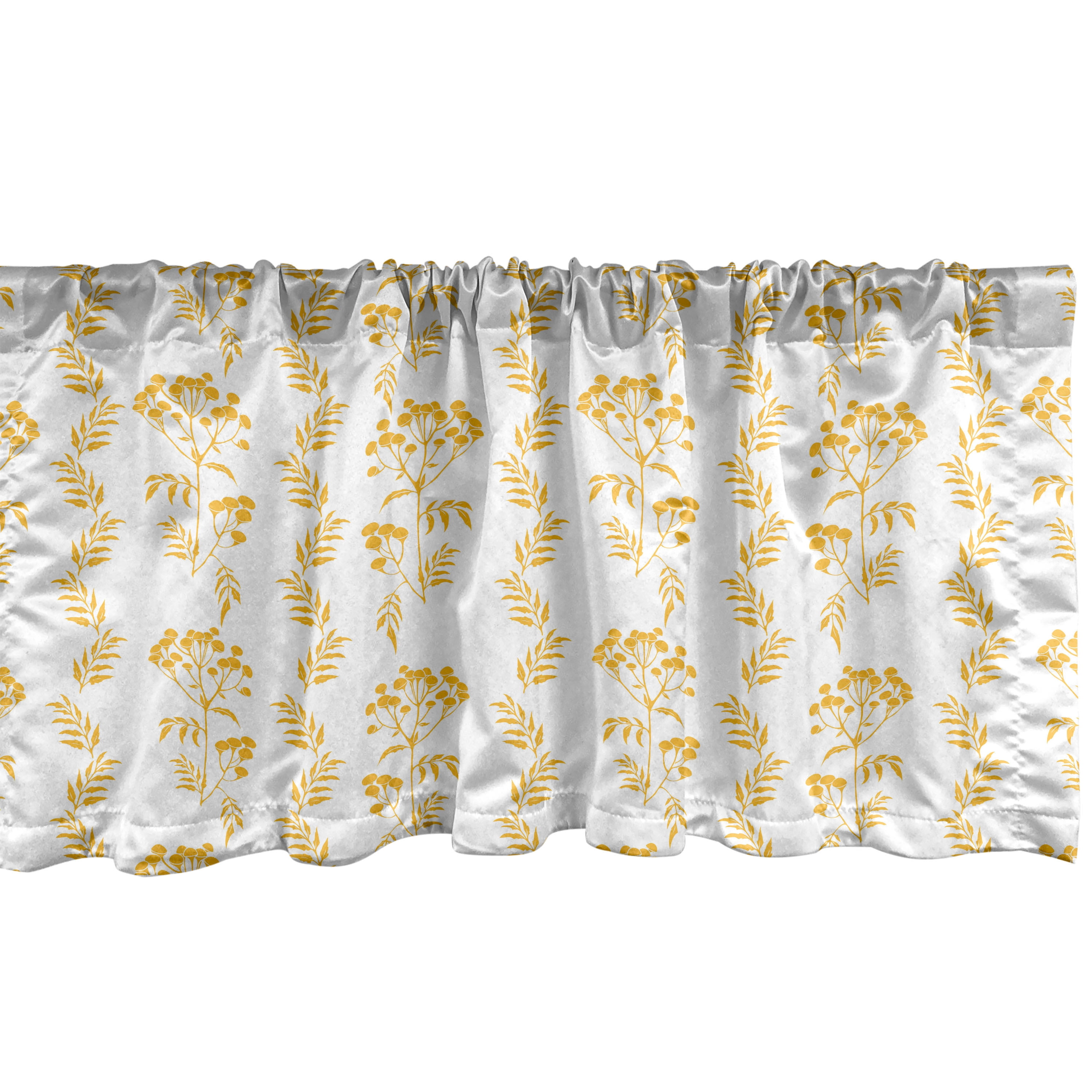 Botanical Window Valance, Autumn Time Leafy Branches with Tansy Flowers ...