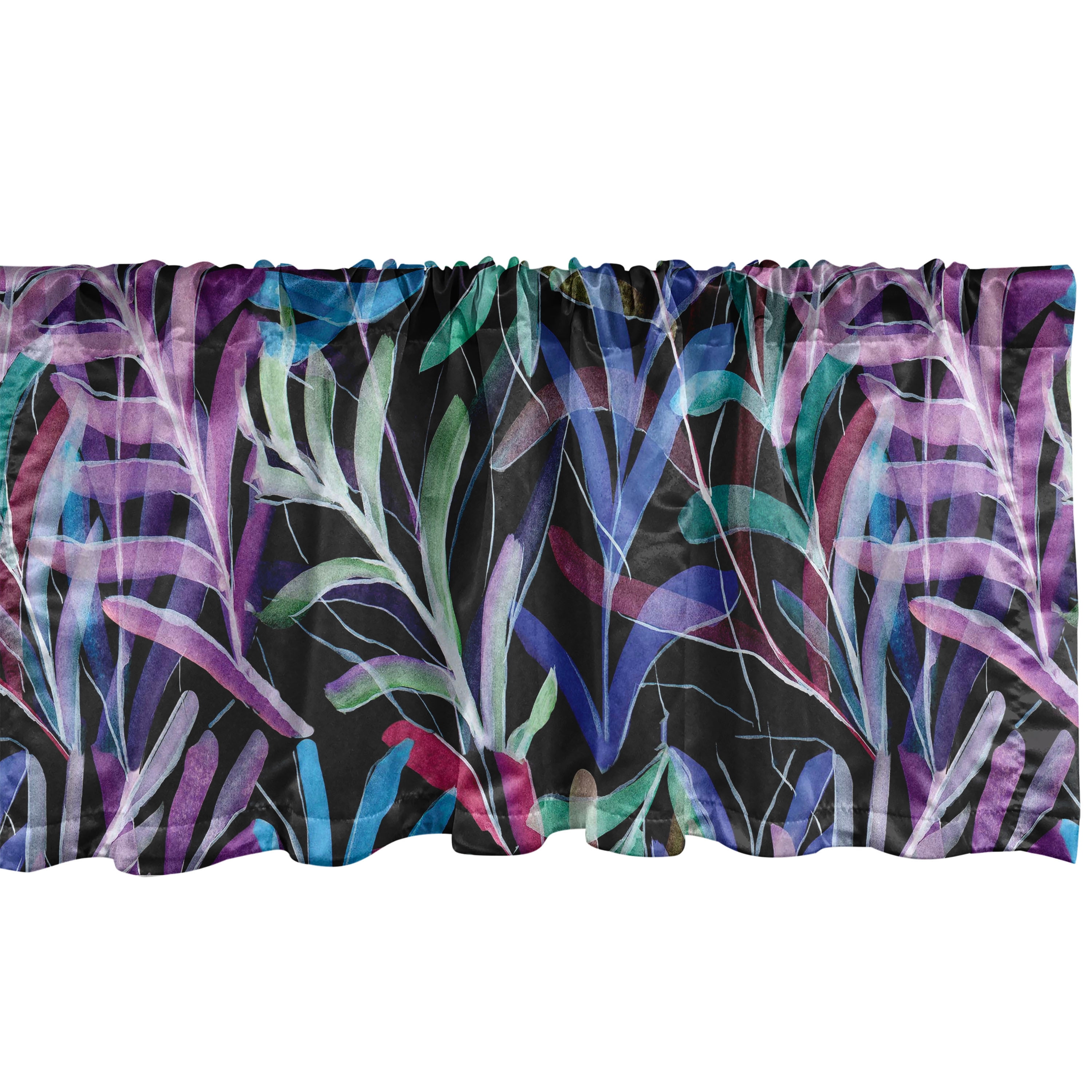 Botanical Window Valance, Digital Shadows of Colorful Forest Leaf ...