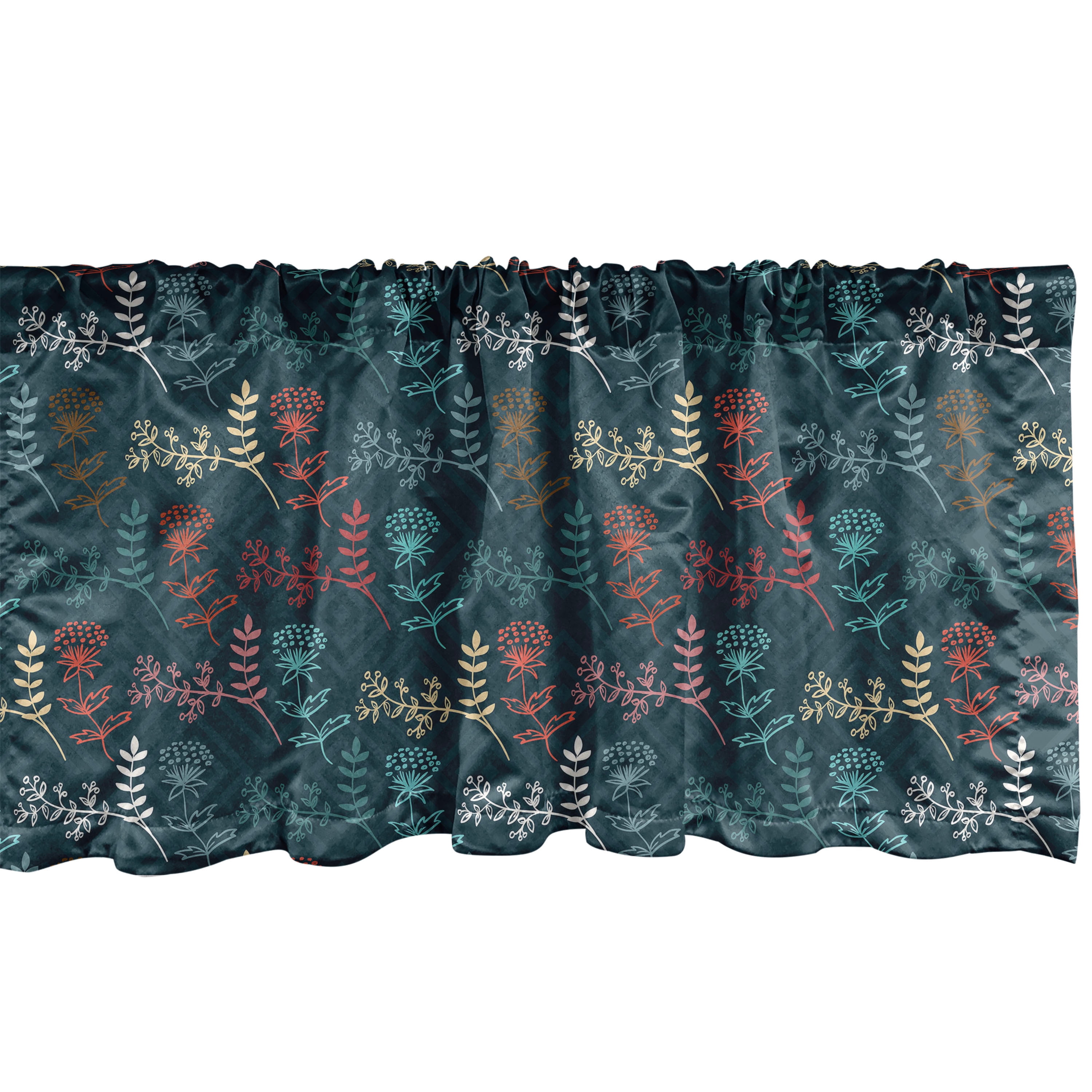 Botanical Window Valance, Meadow Flower Blooms Colorful Petals on ...