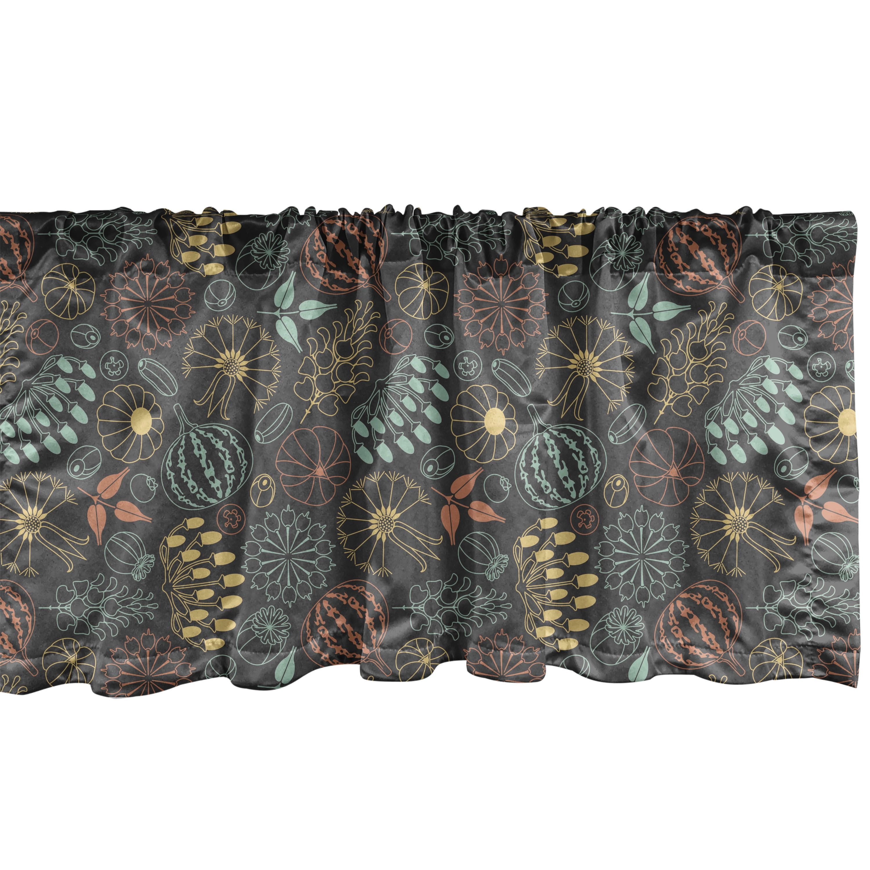Botanical Window Valance Pack of 2, Colorful Outline Drawing of Berries ...