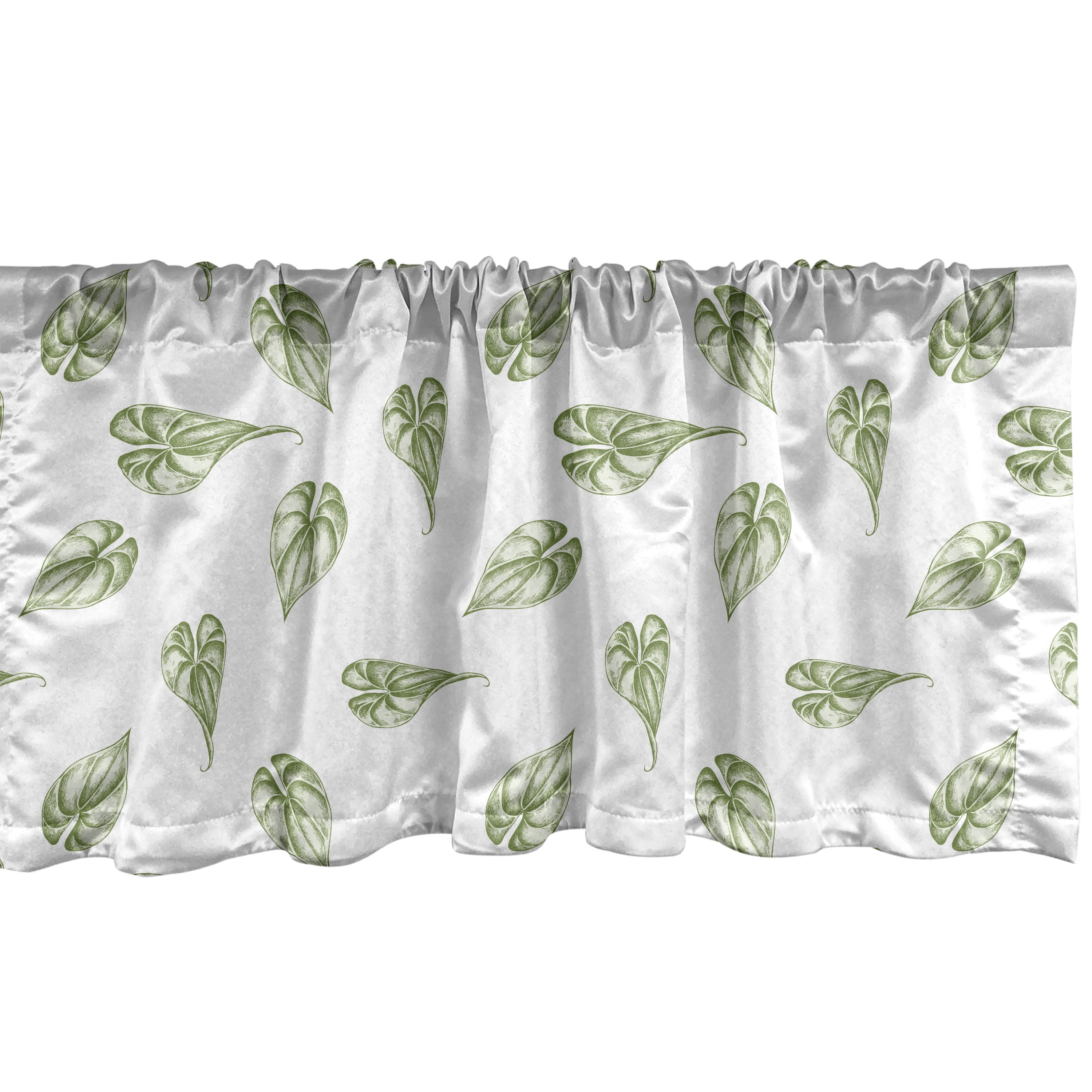Botanical Window Valance Pack of 2, Hand Drawn Philodendron Leaves ...