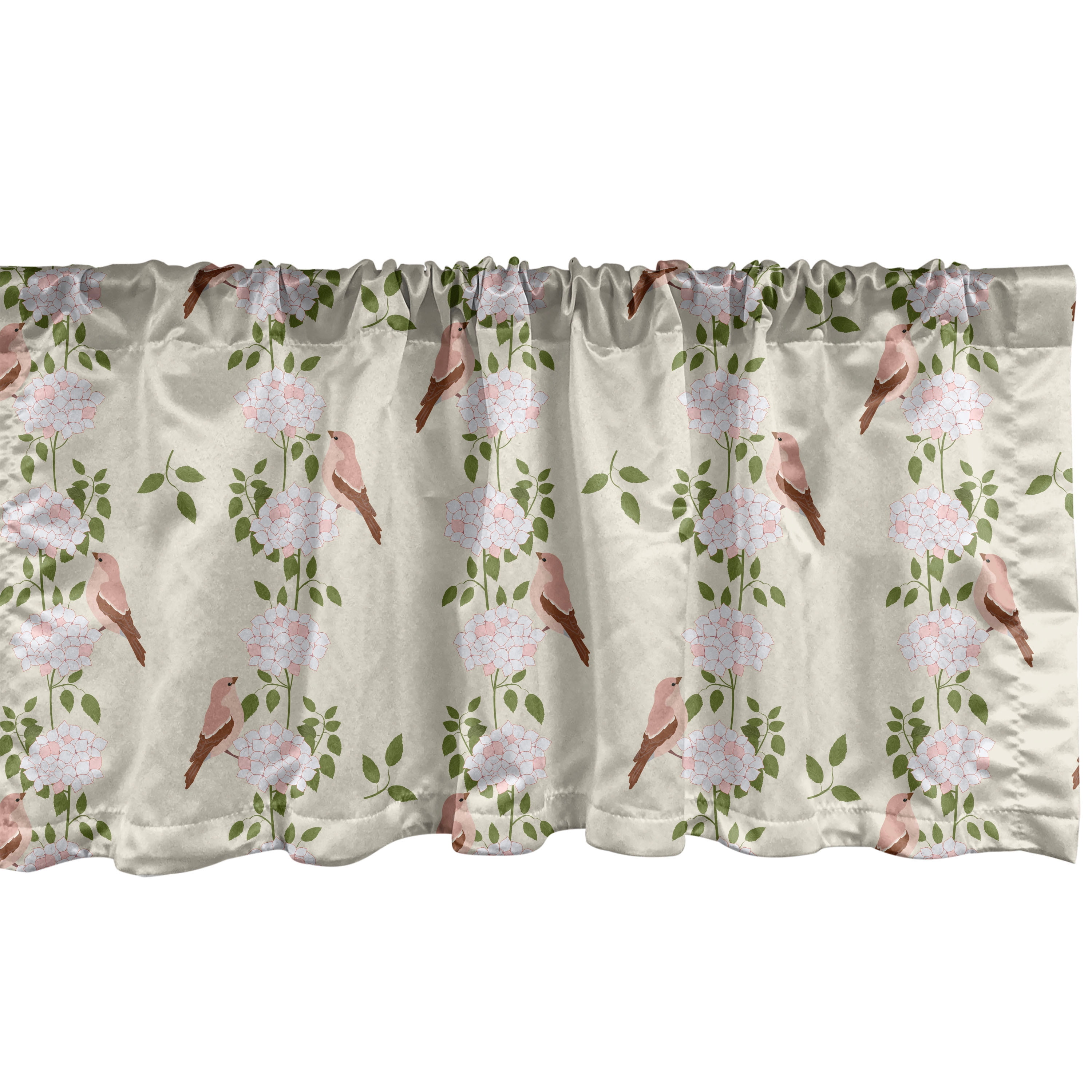 Ambesonne Botanical Valance Pack of 2, Hortensia and Bird Strips, 54 ...