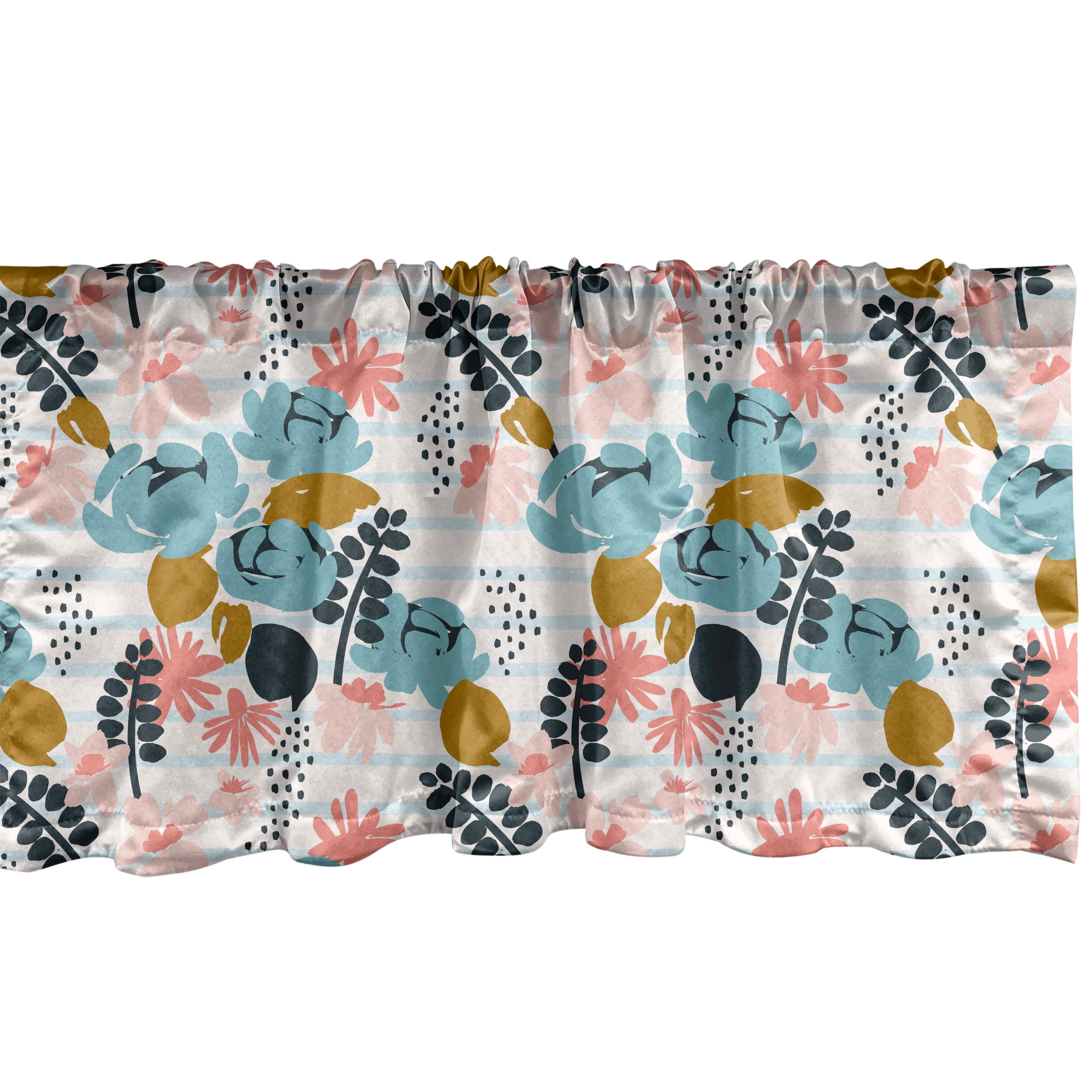 Ambesonne Botanical Valance Pack of 2, Paintbrush Style Flowers, 42"X12 ...