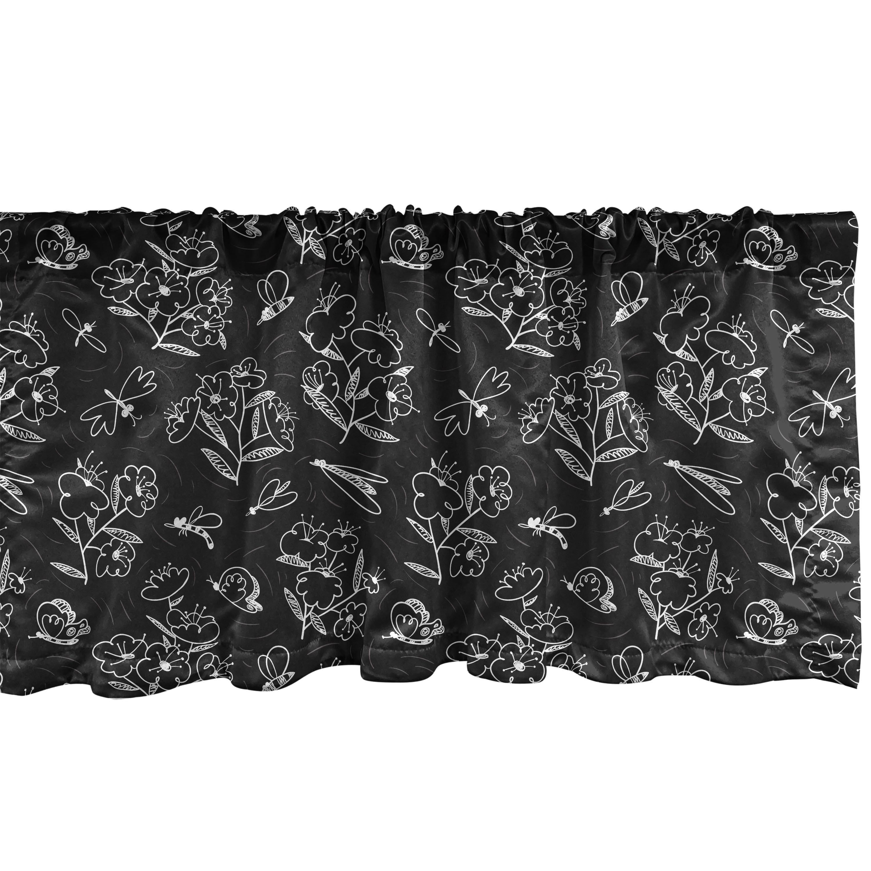 Ambesonne Botanical Valance Pack of 2, Hand Drawn Garden Nature, 42"X18 ...
