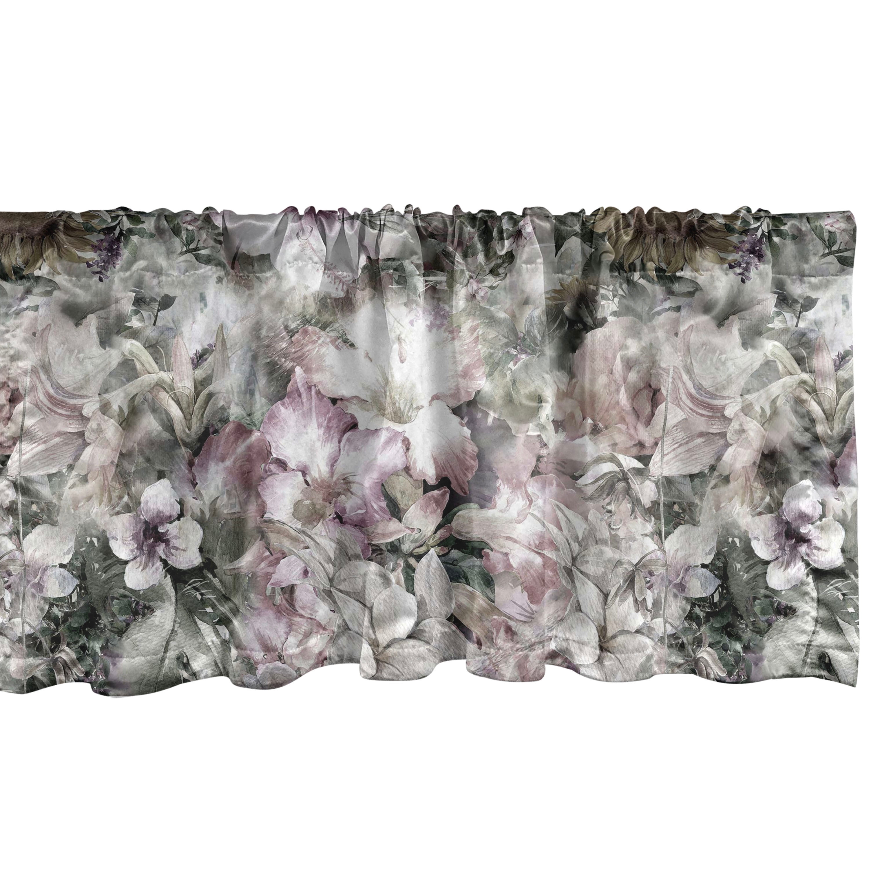 Botanical Window Valance, Pastel Colors Nature Design Exotic Flowers ...