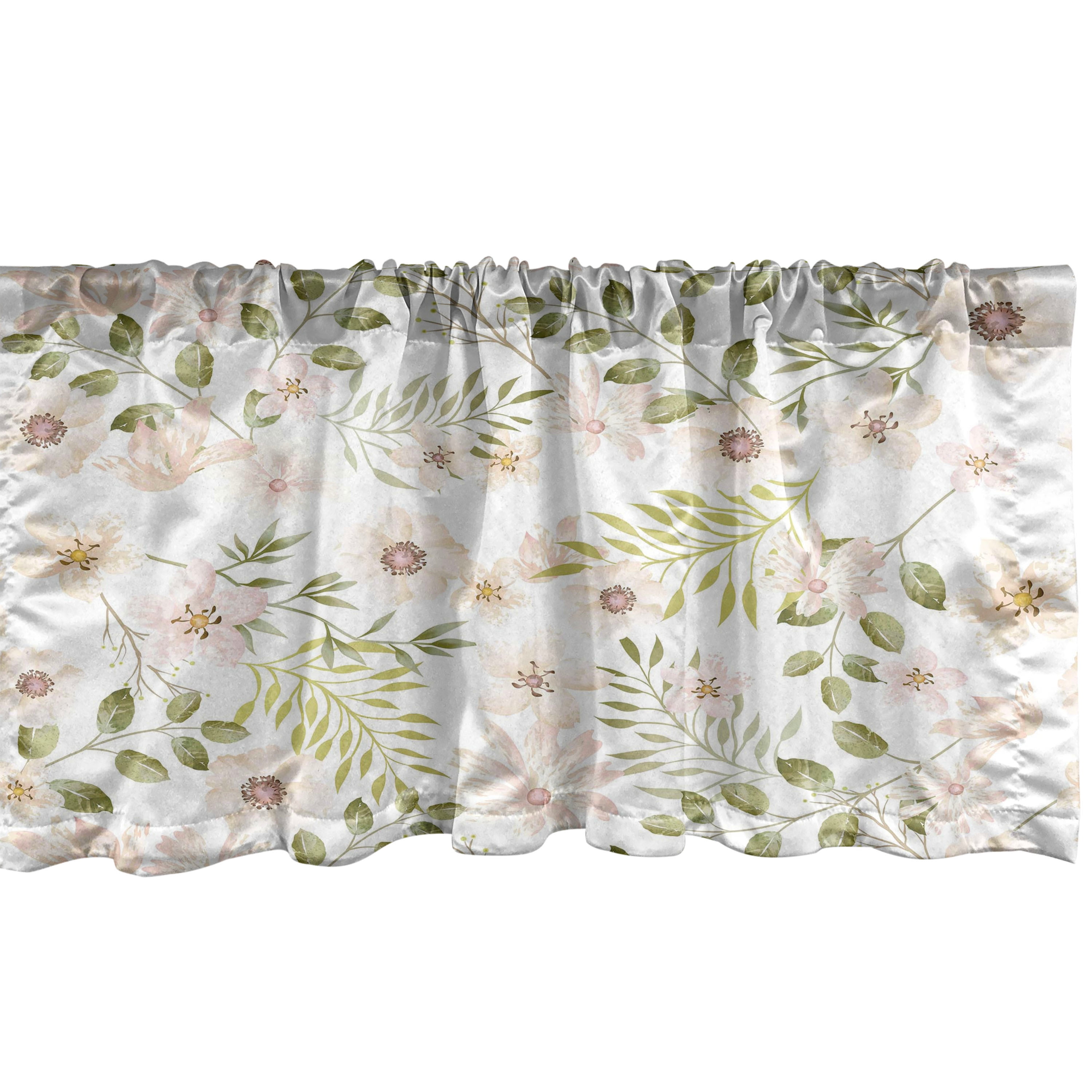 Botanical Window Valance, Pastel Vintage Style Floral Repeating Pattern ...
