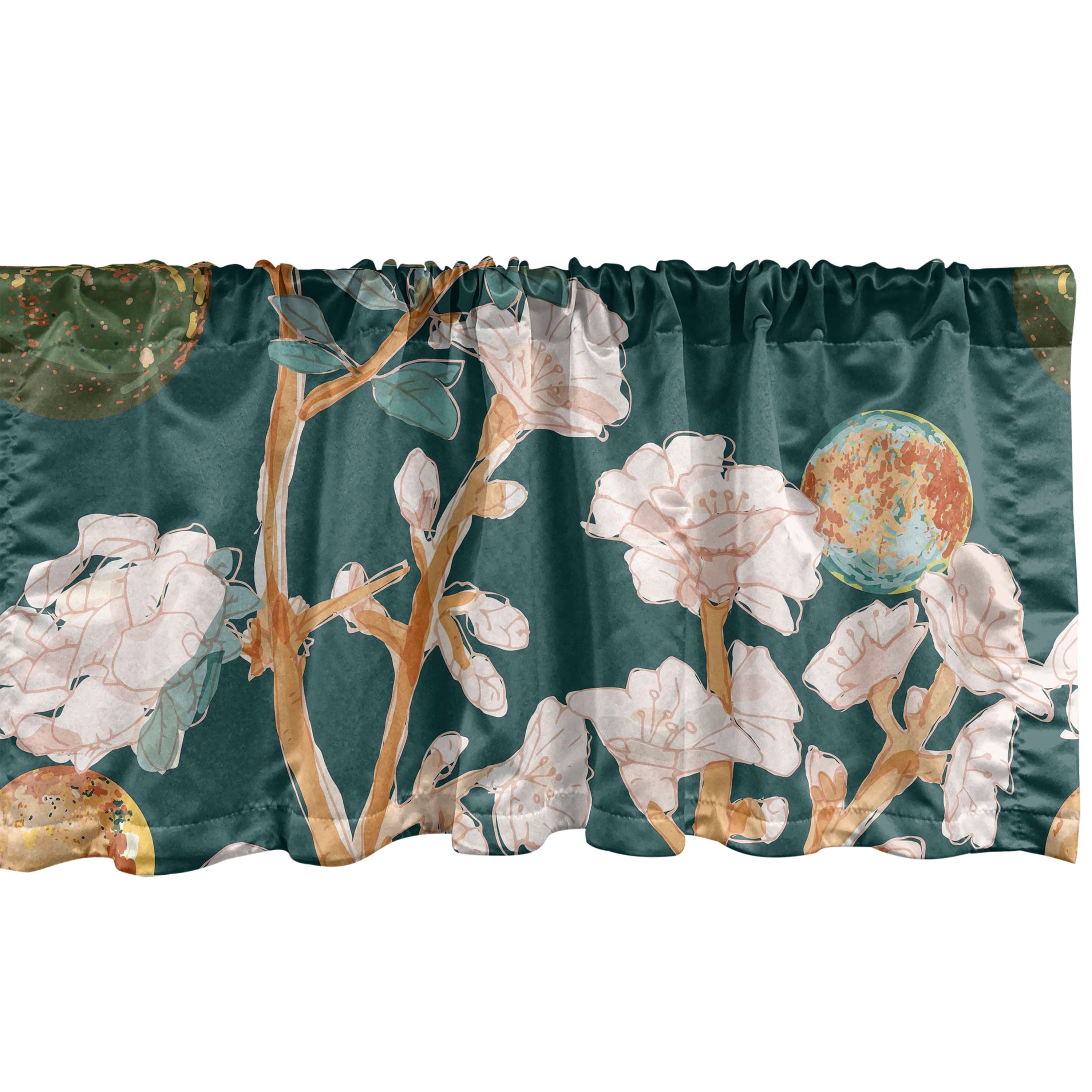Botanical Window Valance, Space Inspired Garden Print of Floral ...