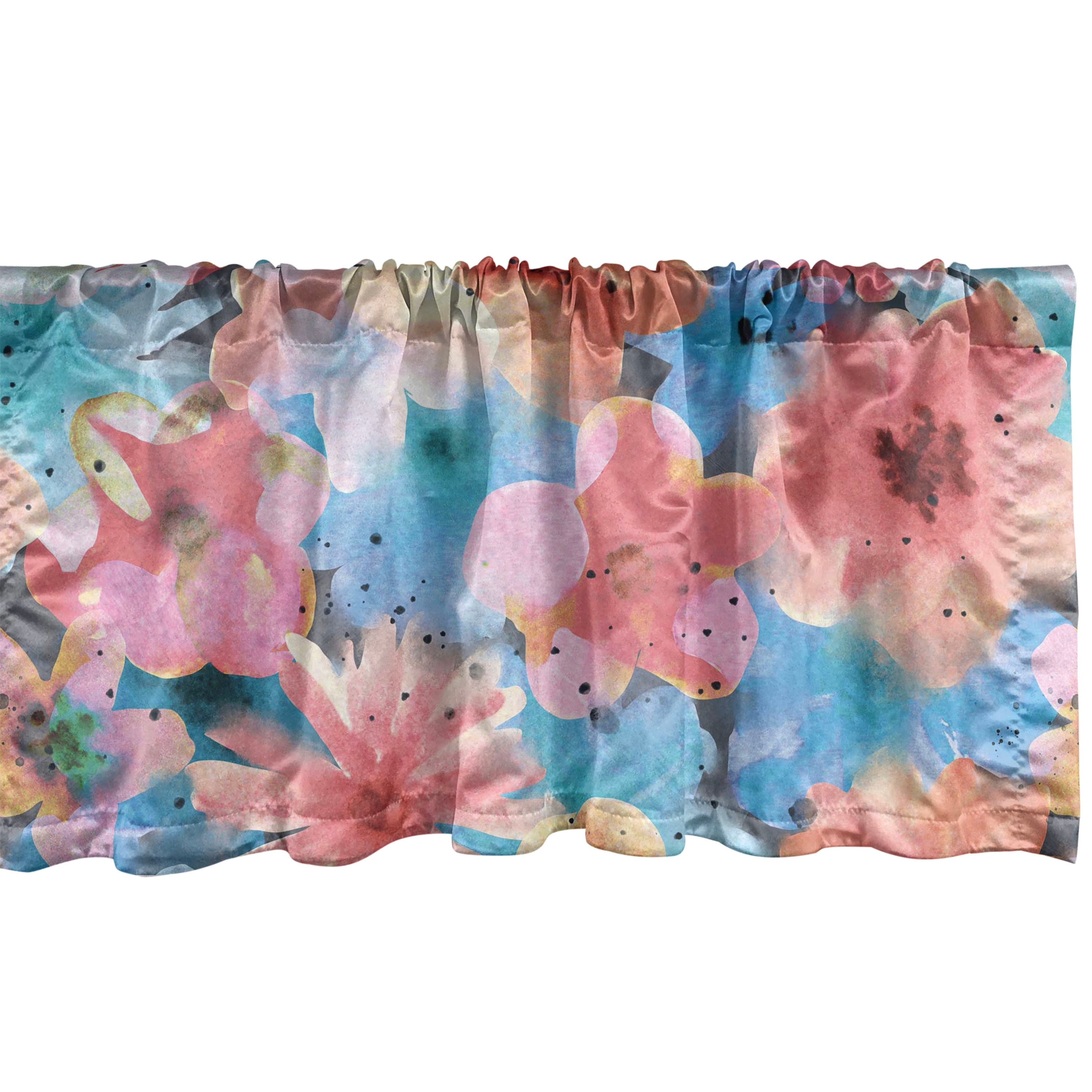 Botanical Window Valance, Spring Season Love Colorful Flower Painting ...