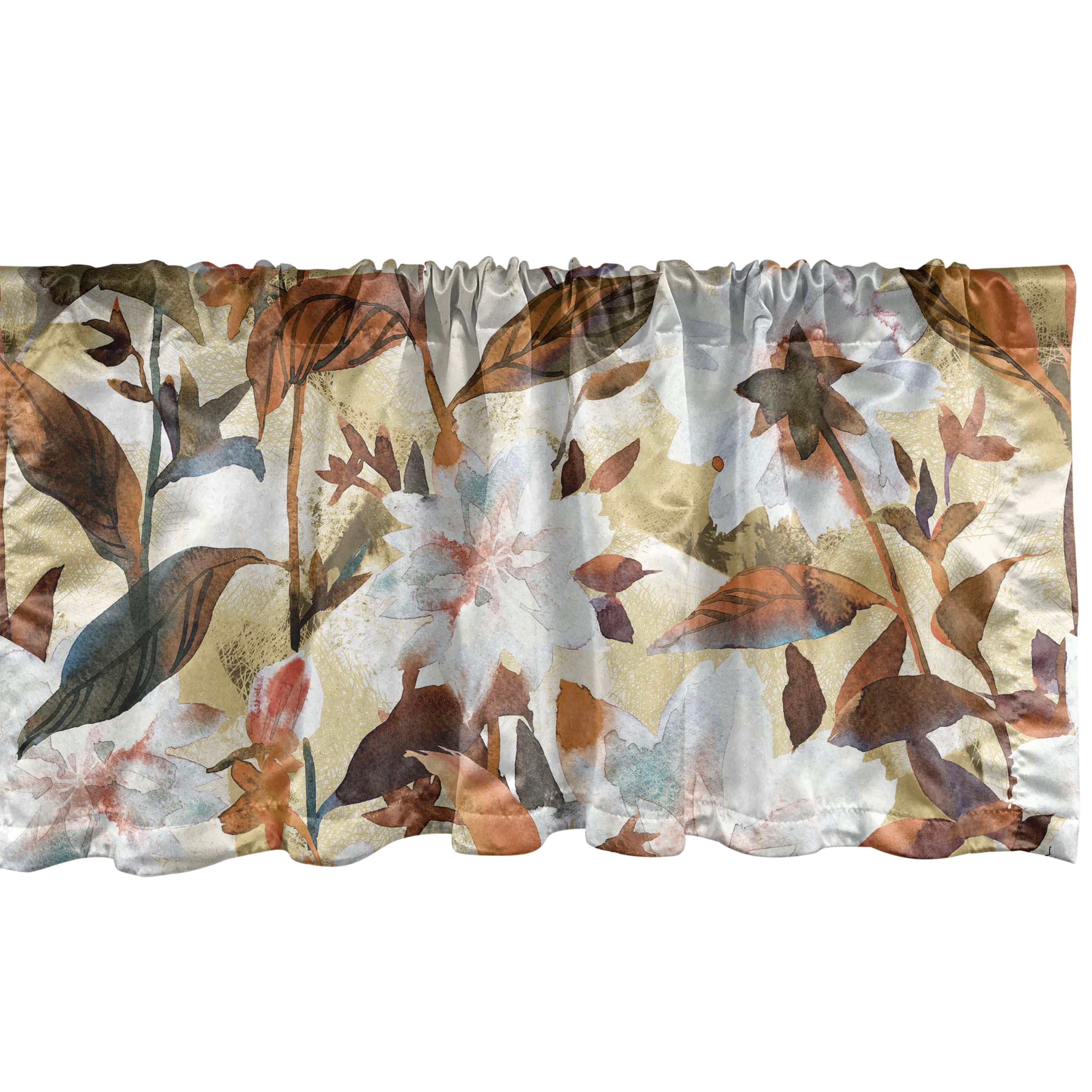 Botanical Window Valance, Summer Nature Ornament Vintage Themed Aster ...