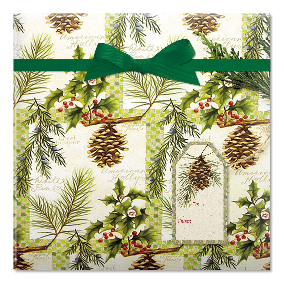 Botanical Windows Christmas Jumbo Rolled Gift Wrap - 1 Giant Roll, 23 ...