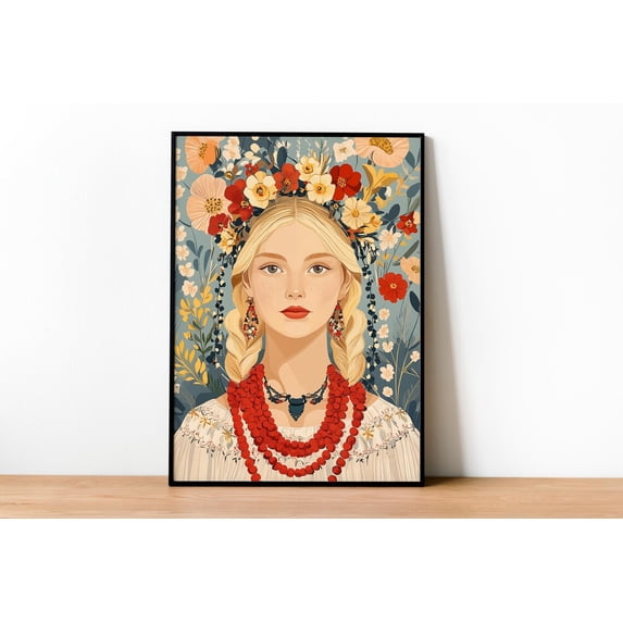 Botanical Woman Portrait Moody Floral Art, Stretched Canvas Size 16x24 ...