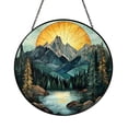 Botanical Wreath Design Window Sun Catcher, Bright Stained Glass Style ...