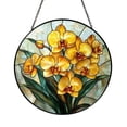 Botanical Yellow Orchid Stained Glass Suncatcher, Floral Window Hanging ...