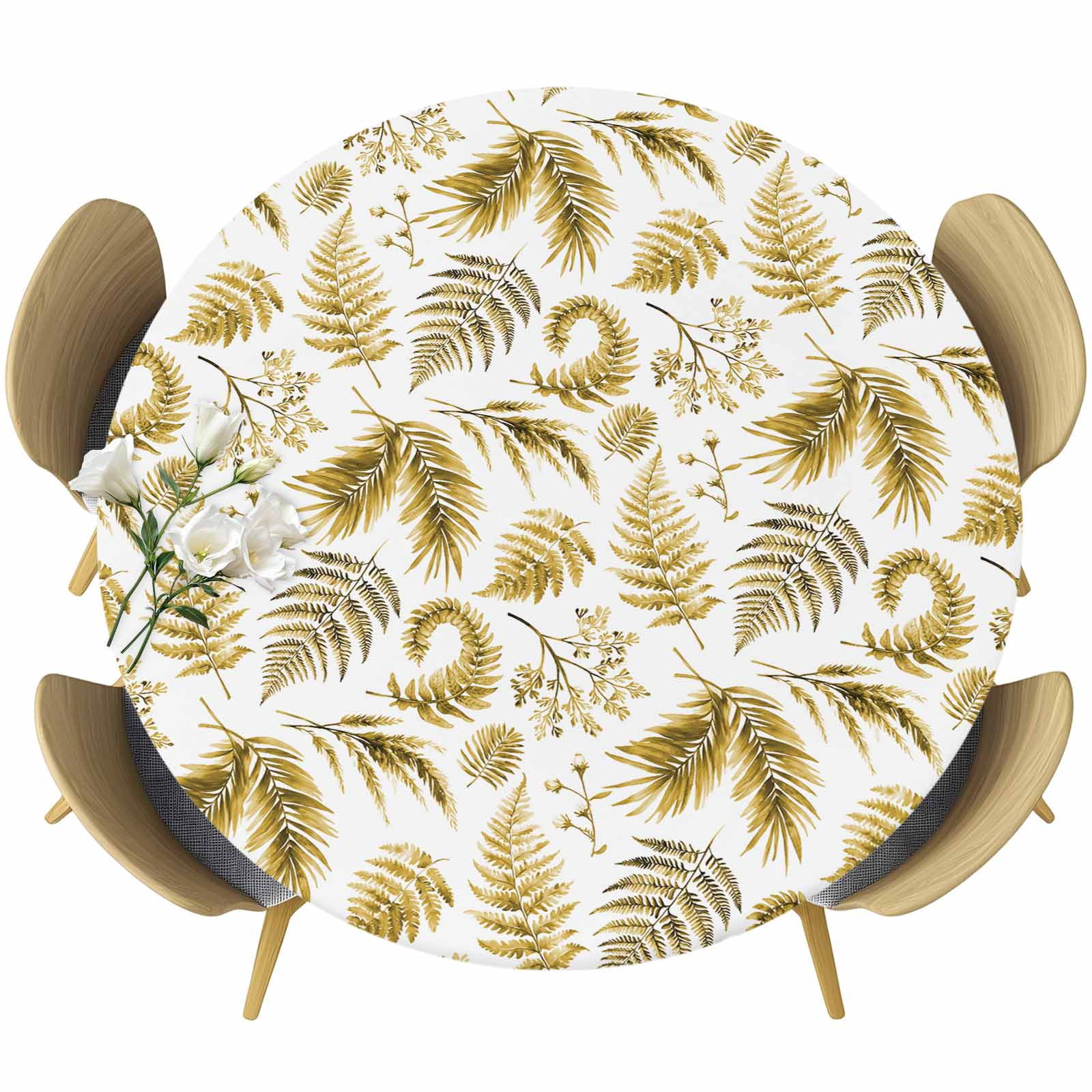 Botanical Yellow Round Tablecloth 36-44 Inch Round Fitted Table Cloth ...