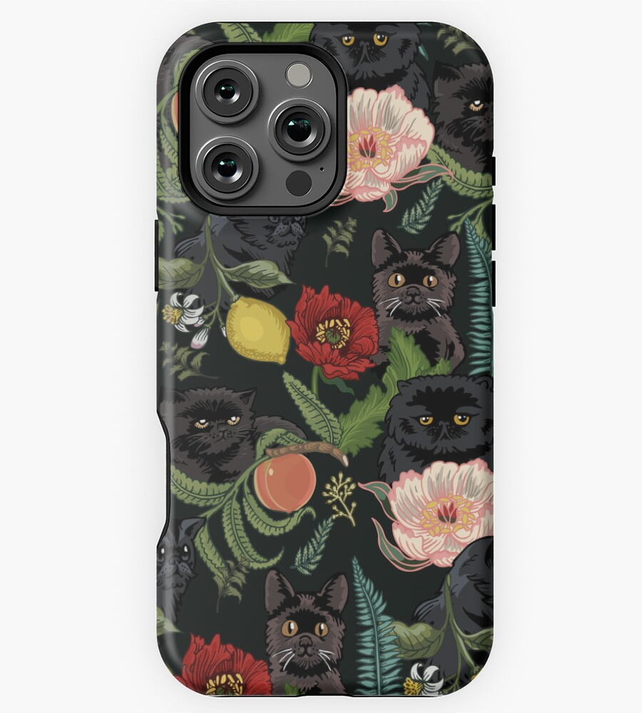 Botanical and Black Cats GA10315 Phone Case for iPhone 11 to 17 Pro Max - Walmart.com