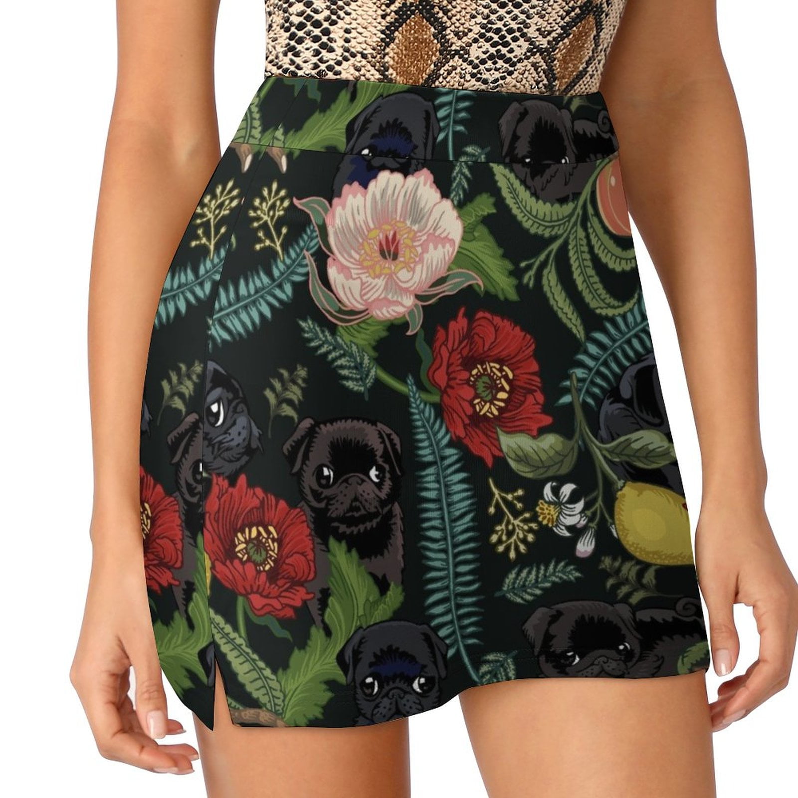 Botanical and Black Pugs Light Proof Trouser Skirt clothes Female dress ...