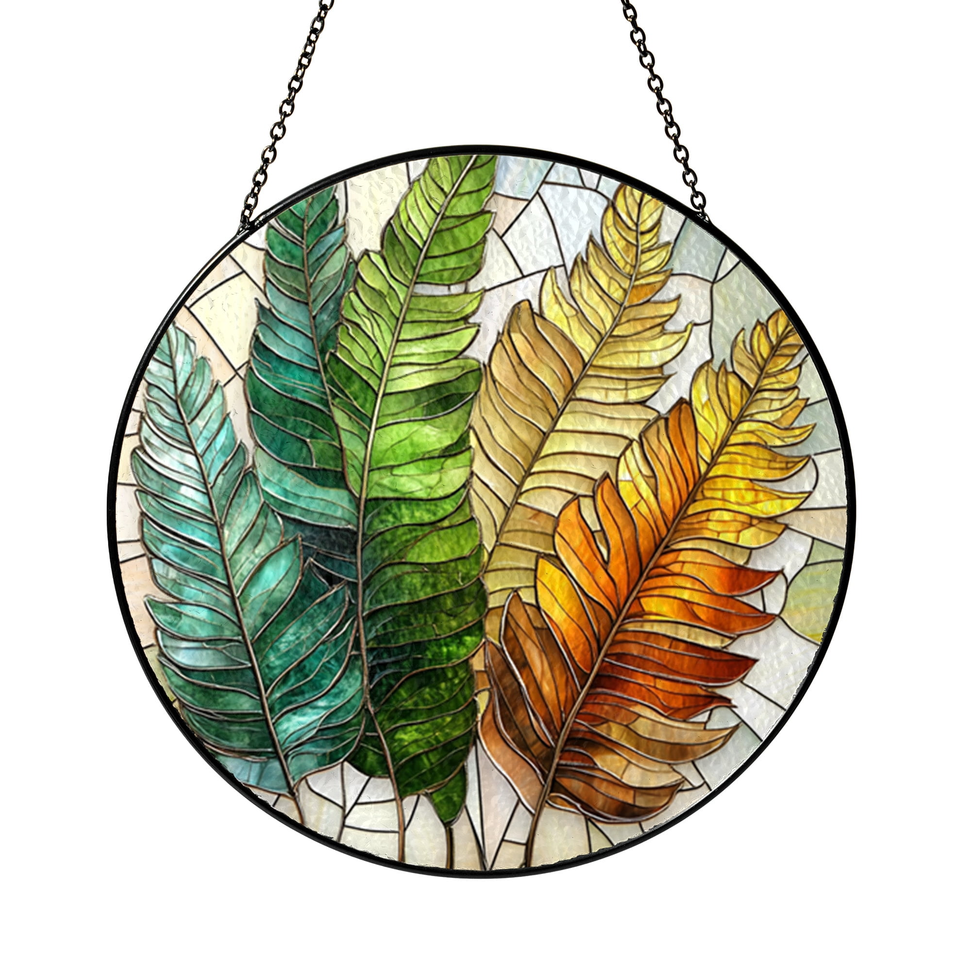 Botanical fern glass window hanging, nature inspired decor for home and ...