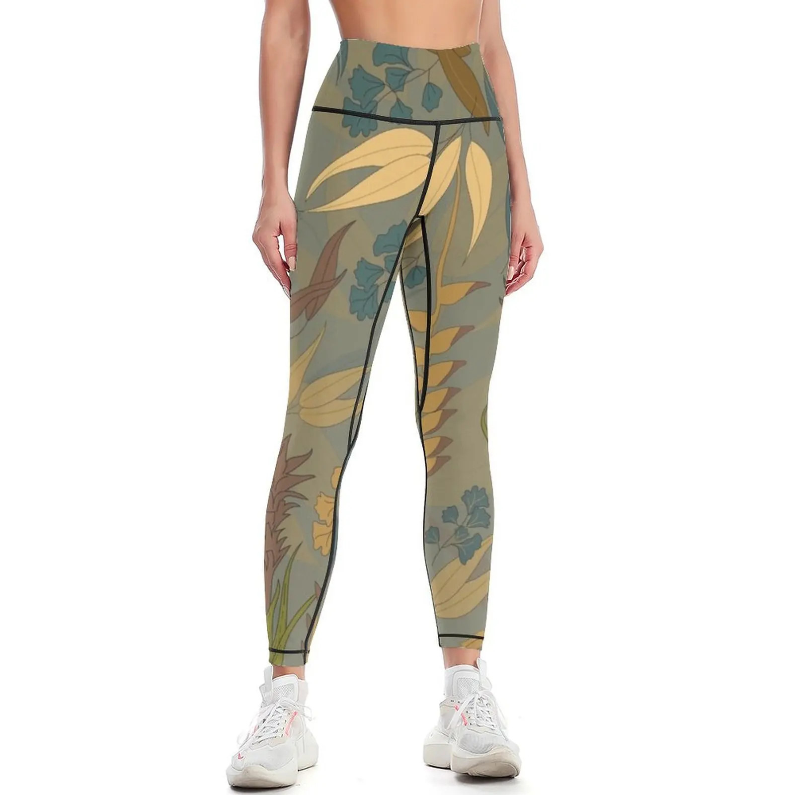 Botanical neutral colors Leggings gym sportswear woman joggers for ...