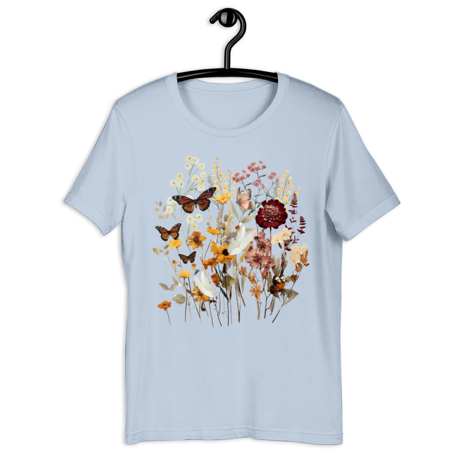 Botanical pressed flowers shirt wildflowers boho style granola girl ...