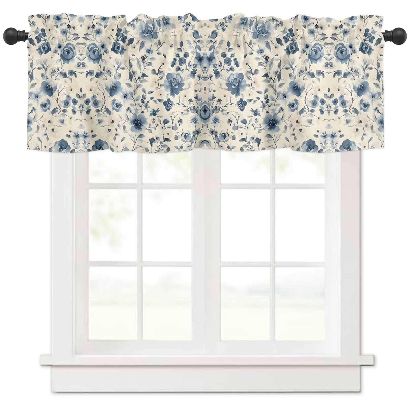 Botanicals Flower Valances for Windows Farmhouse Kitchen Curtains ...