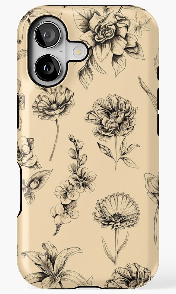 Botanink Pattern Yellow Floral Graphic Phone Case for iPhone 11 12 13 ...