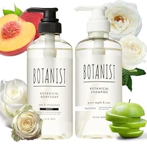 Botanist Japanese Organic & Natural Body Wash & Shampoo Set w/Pump, Botanical Gel for Sensitive ...