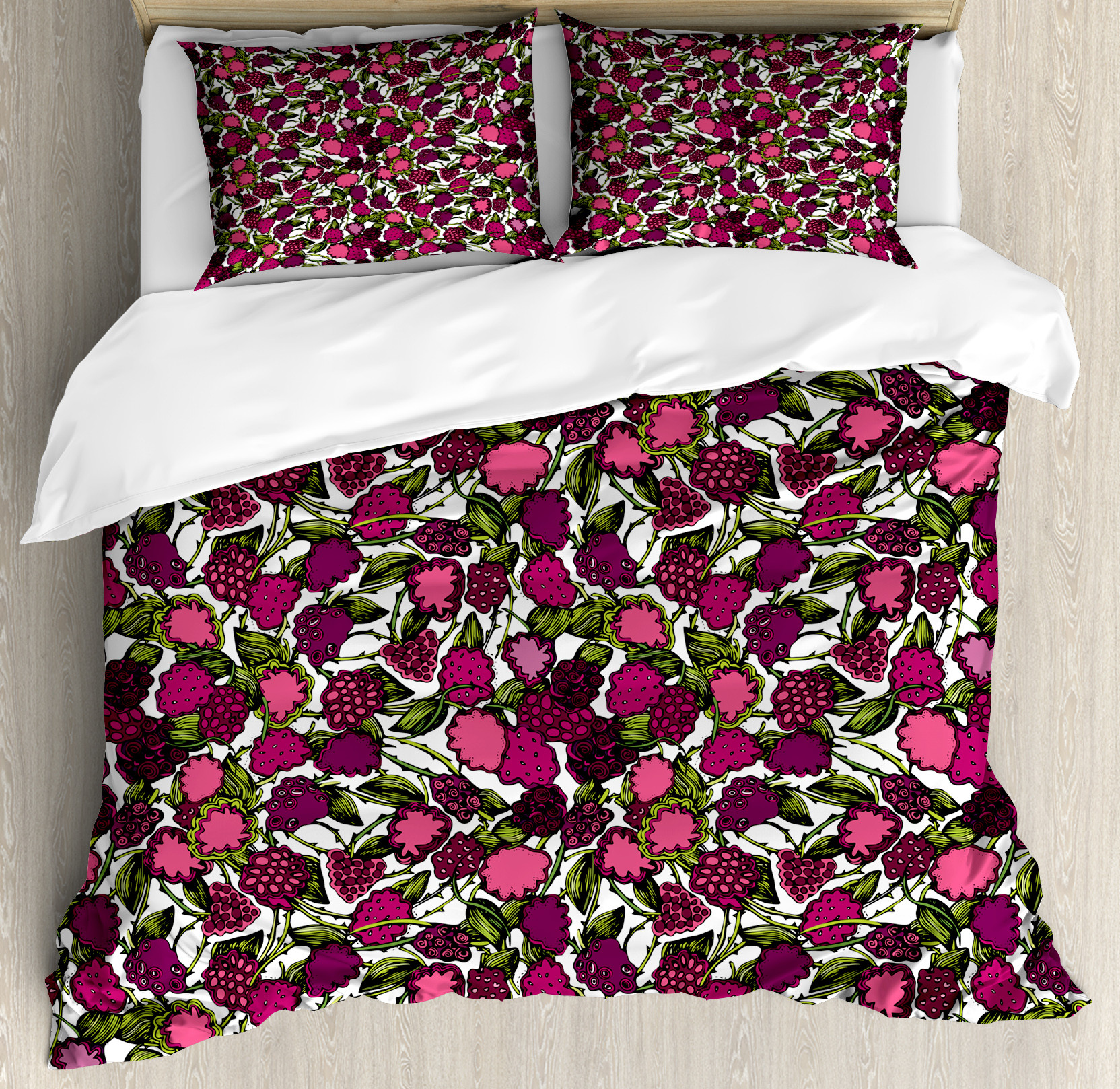Botany Duvet Cover Set, Graphic Designed Spring Fruit Themed Colorful ...