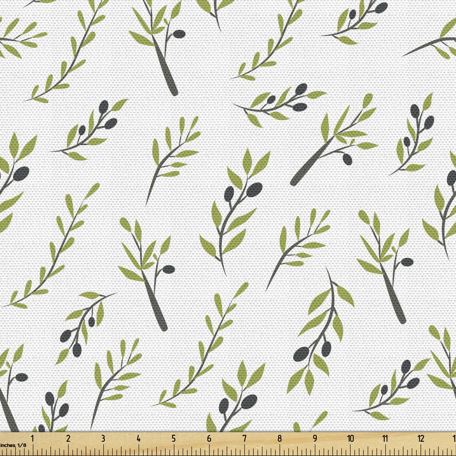 Ambesonne Botany Fabric by the Yard Upholstery, Simple Olive Branch ...