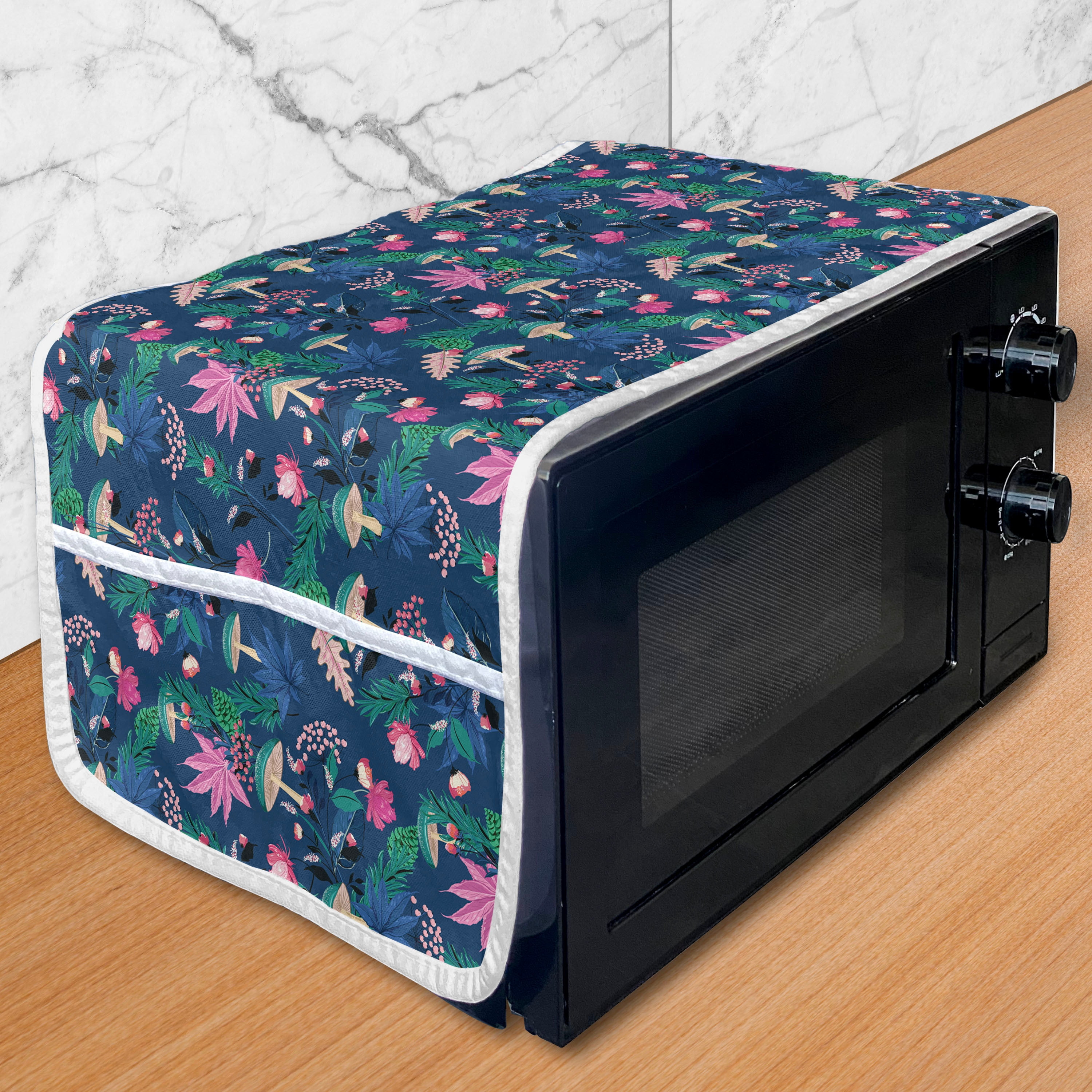 Botany Microwave Oven Cover, Exotic Forest Flower Mushroom Leaf Pine ...