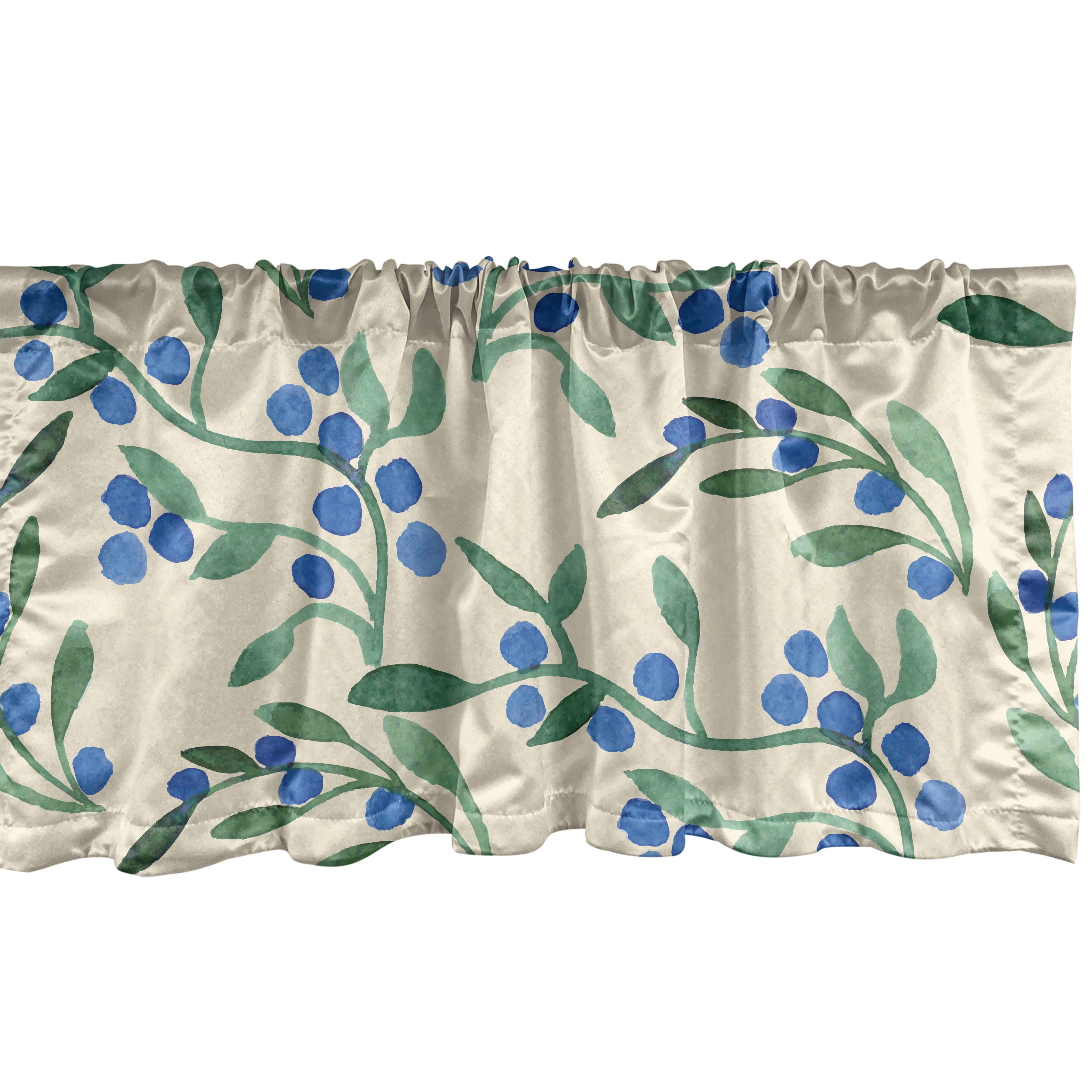 Botany Themed Window Valance, Aquarelle Berry Pattern with Leaves ...