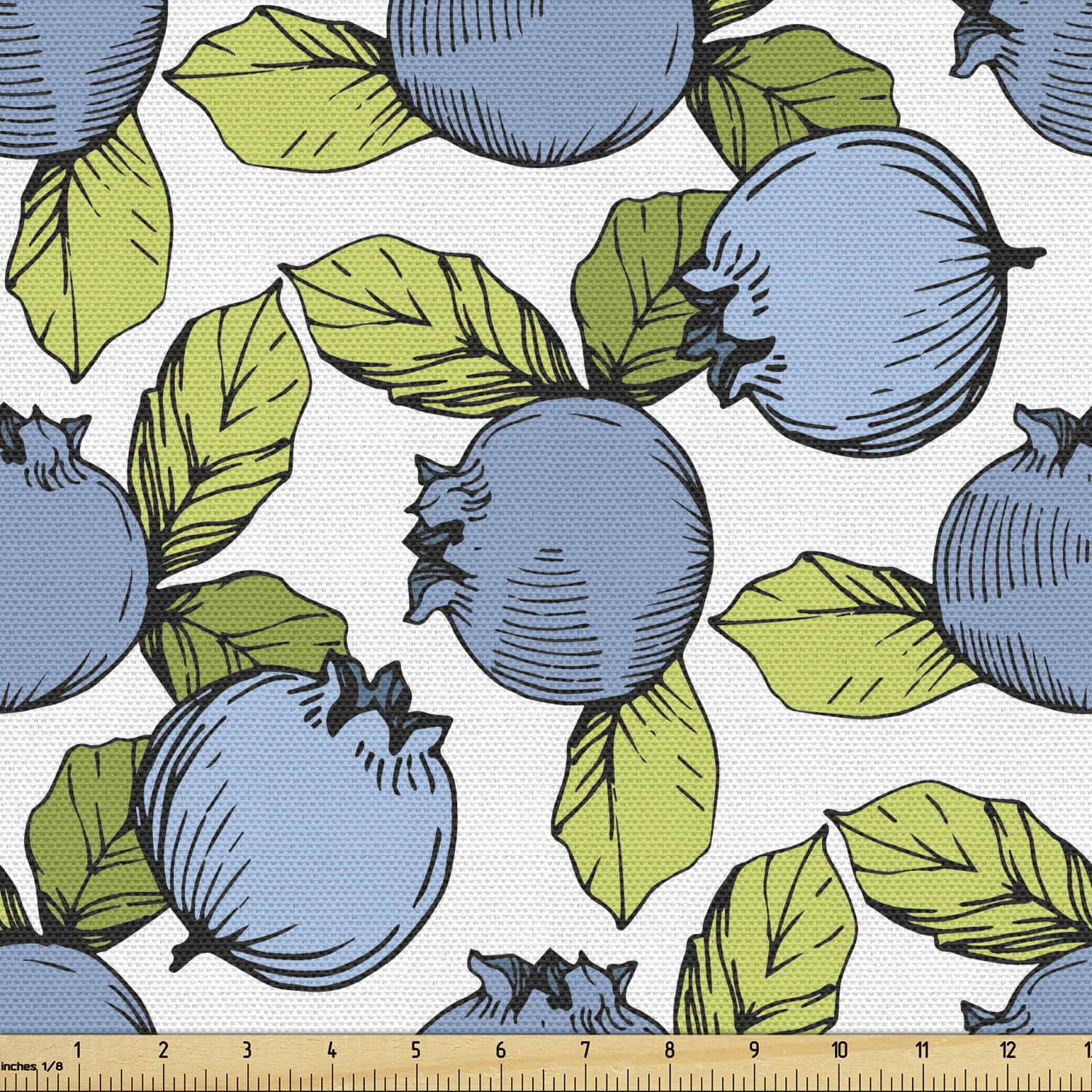 Ambesonne Botany Fabric by the Yard Upholstery, Blueberry and Leaf ...