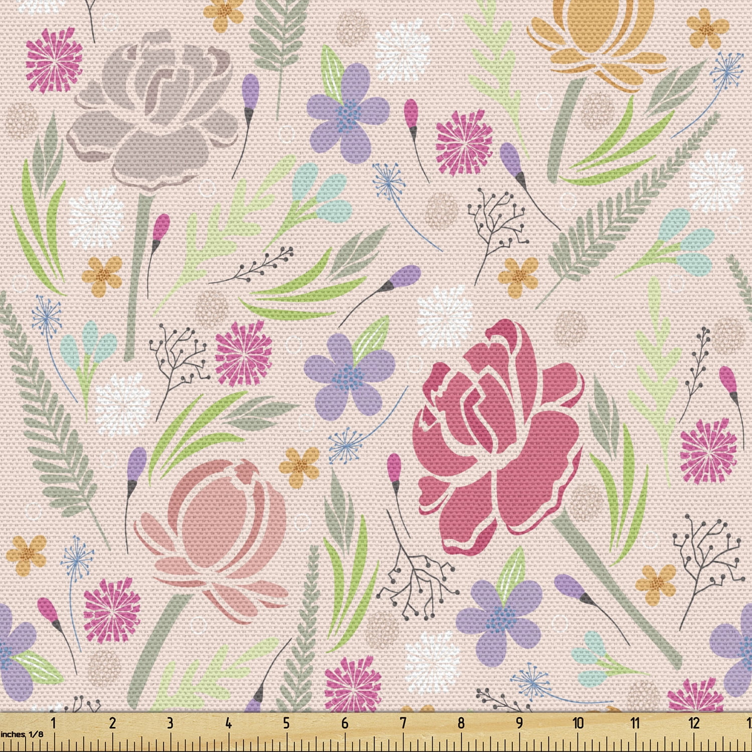 Ambesonne Botany Fabric by the Yard Upholstery, Delicate Spring Garden ...
