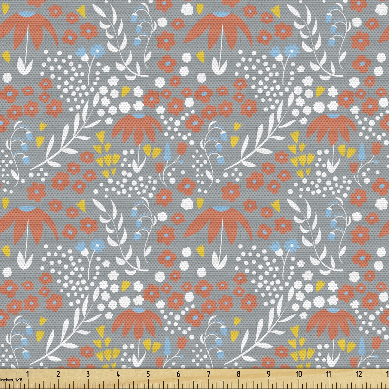 Ambesonne Botany Fabric by the Yard Upholstery, Floral Doodle Meadow ...