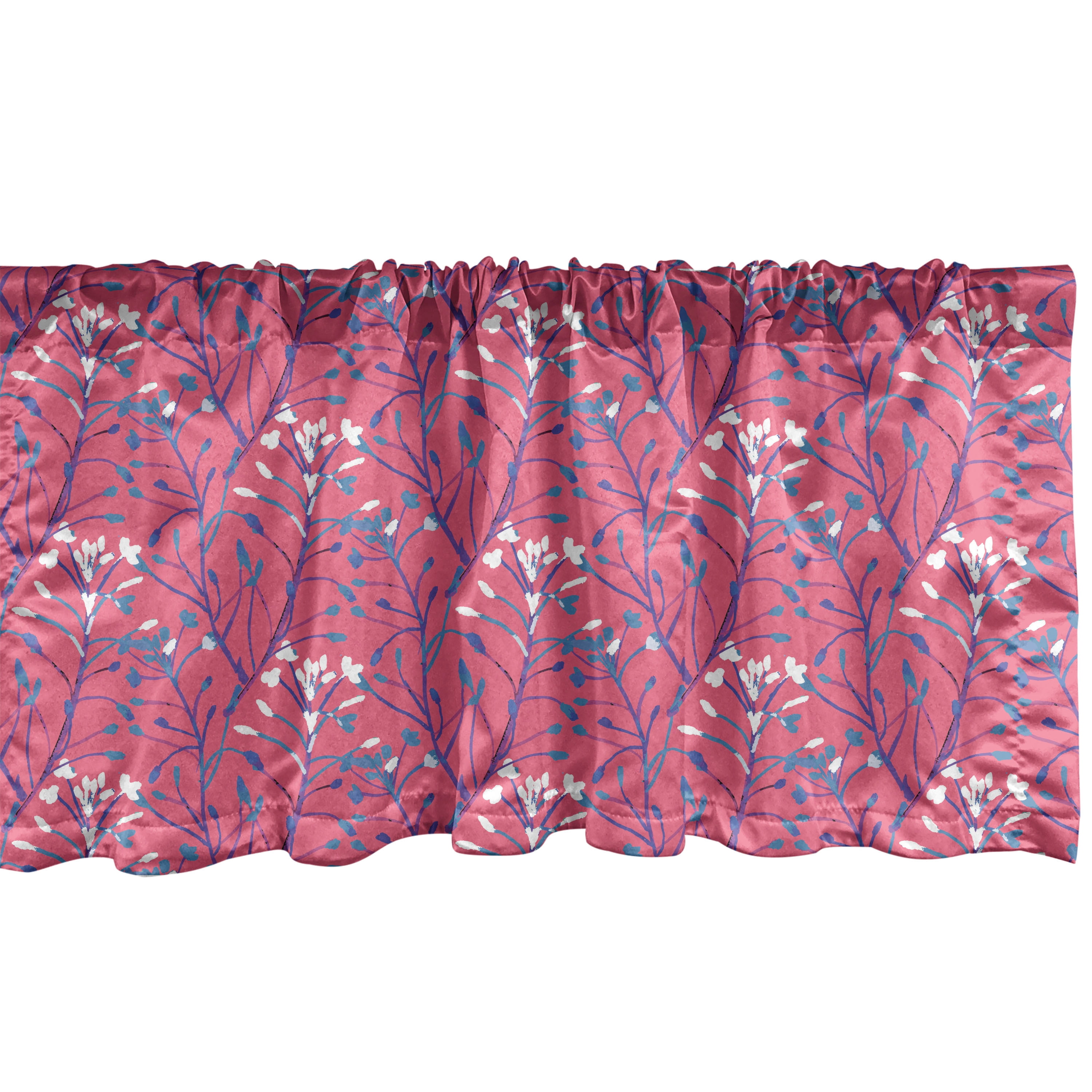 Botany Window Valance, Retro Spring Blossoms Watercolor Flower Leaves ...