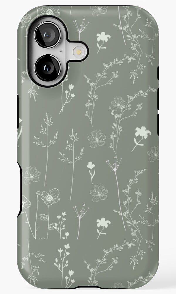 Botany on Green Background Nature Plant Art Phone Case for iPhone 11 12 ...