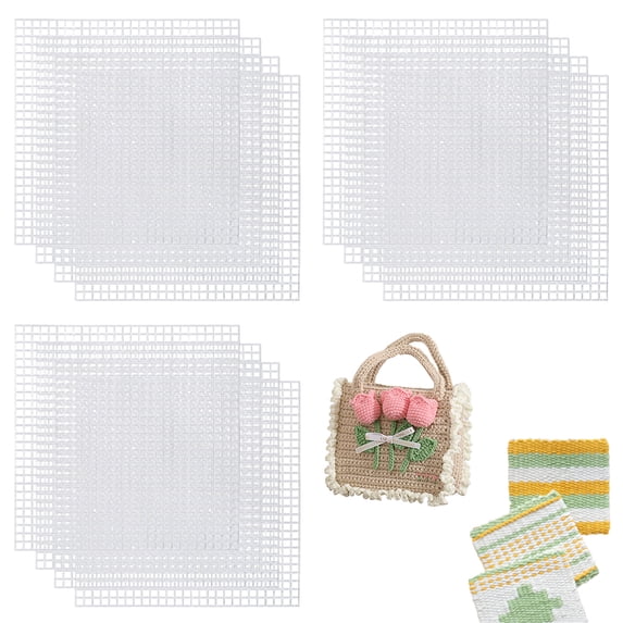 Botattraeck 15 Pcs Plastic Mesh Canvas Sheet Square Cross Stitch ...