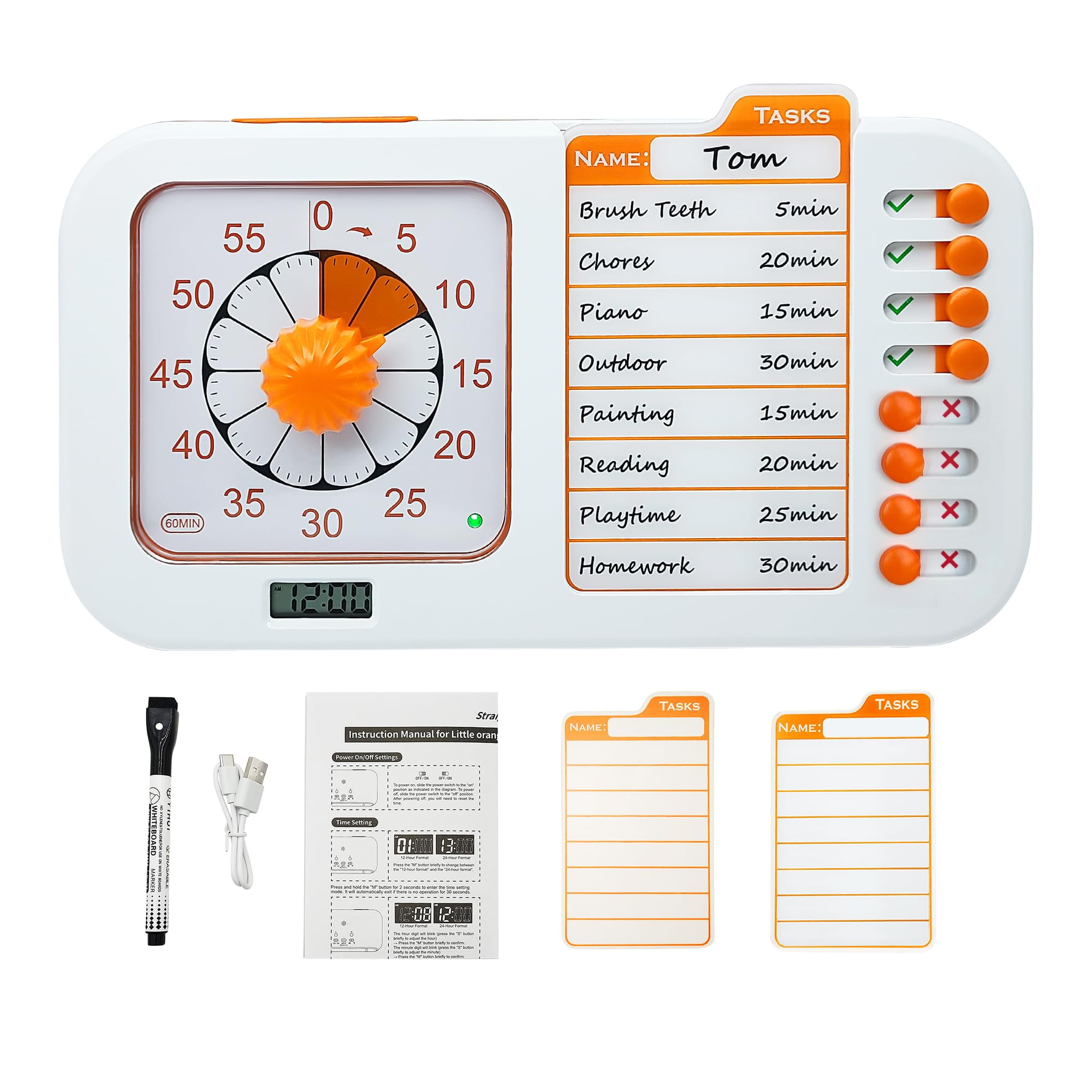 Bothidea Chargeable Task Timer, to-do List with Visual for Adults and ...