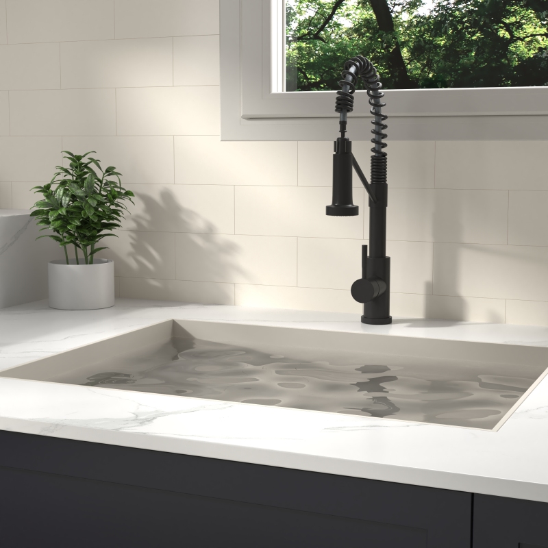Bothwa Home CUPC Certified 19" Single Handle Kitchen Faucet (Matt Black ...