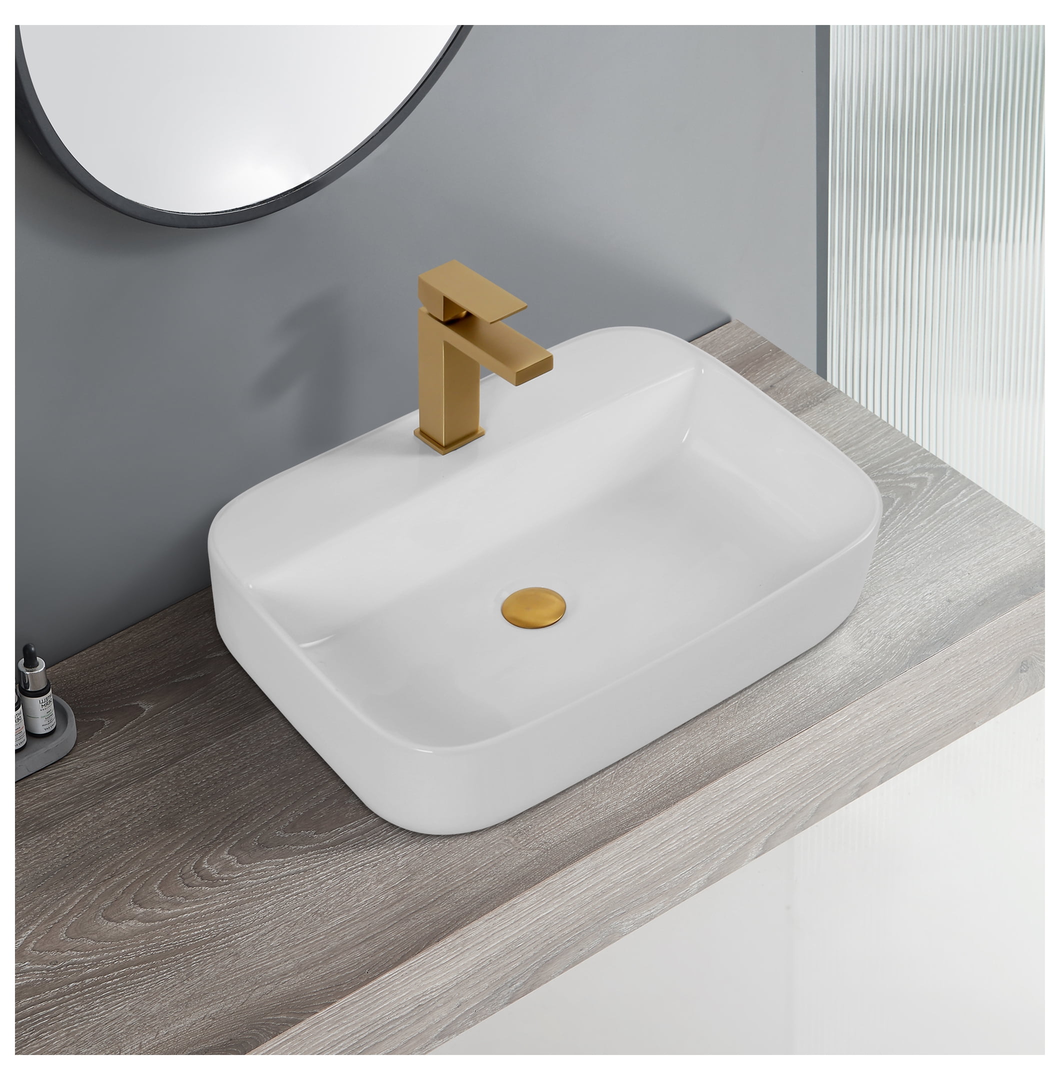 Bothwa Home Countertop Wash Basin - White Ceramic Vessel Sink ...