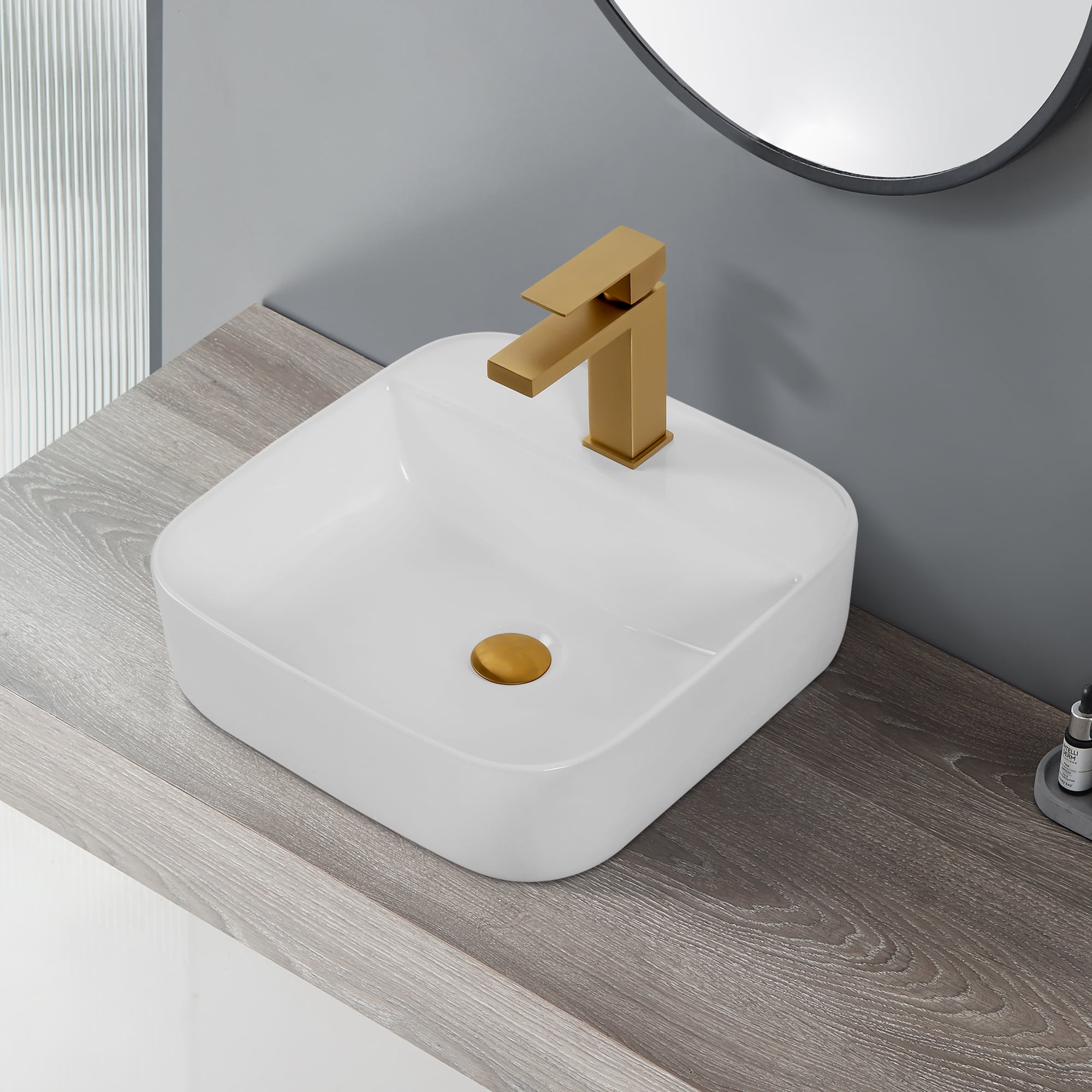 Bothwa Home Modern Bathroom Vessel Sink – Stylish Above-Counter White ...
