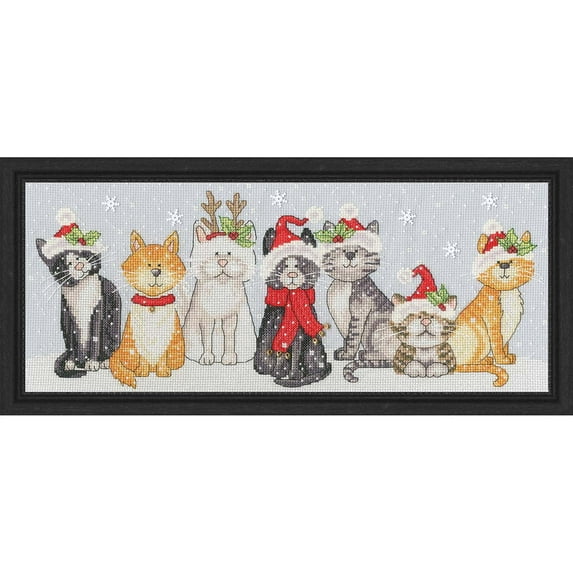 Bothy Threads Festive Felines Cross-Stitch Kit, Christmas Cats, 14-ct ...