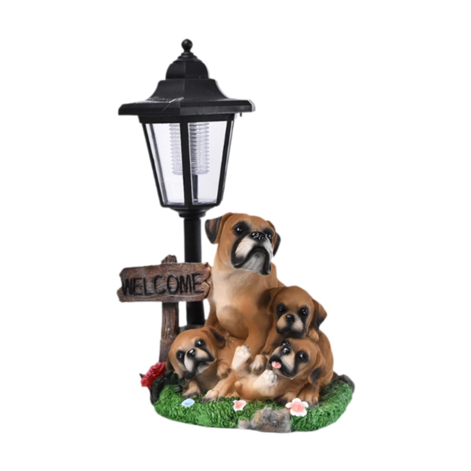 Bothyi Dog Outdoor Garden Statue with Solar Lights Animal Figurine for ...