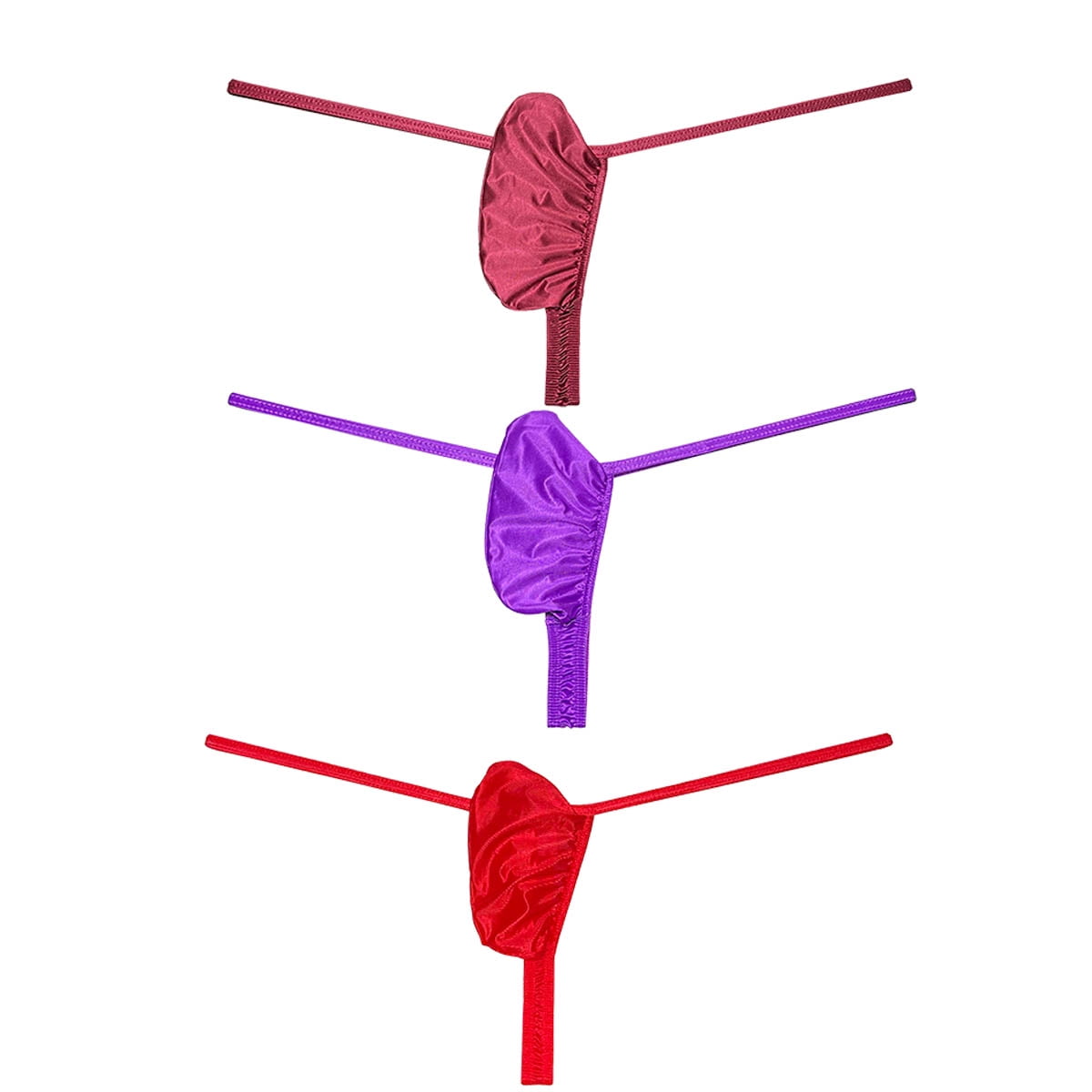 Botmois 3 PACK Men's Micro Thongs Shiny Mini Bikini G-String Underwear ...