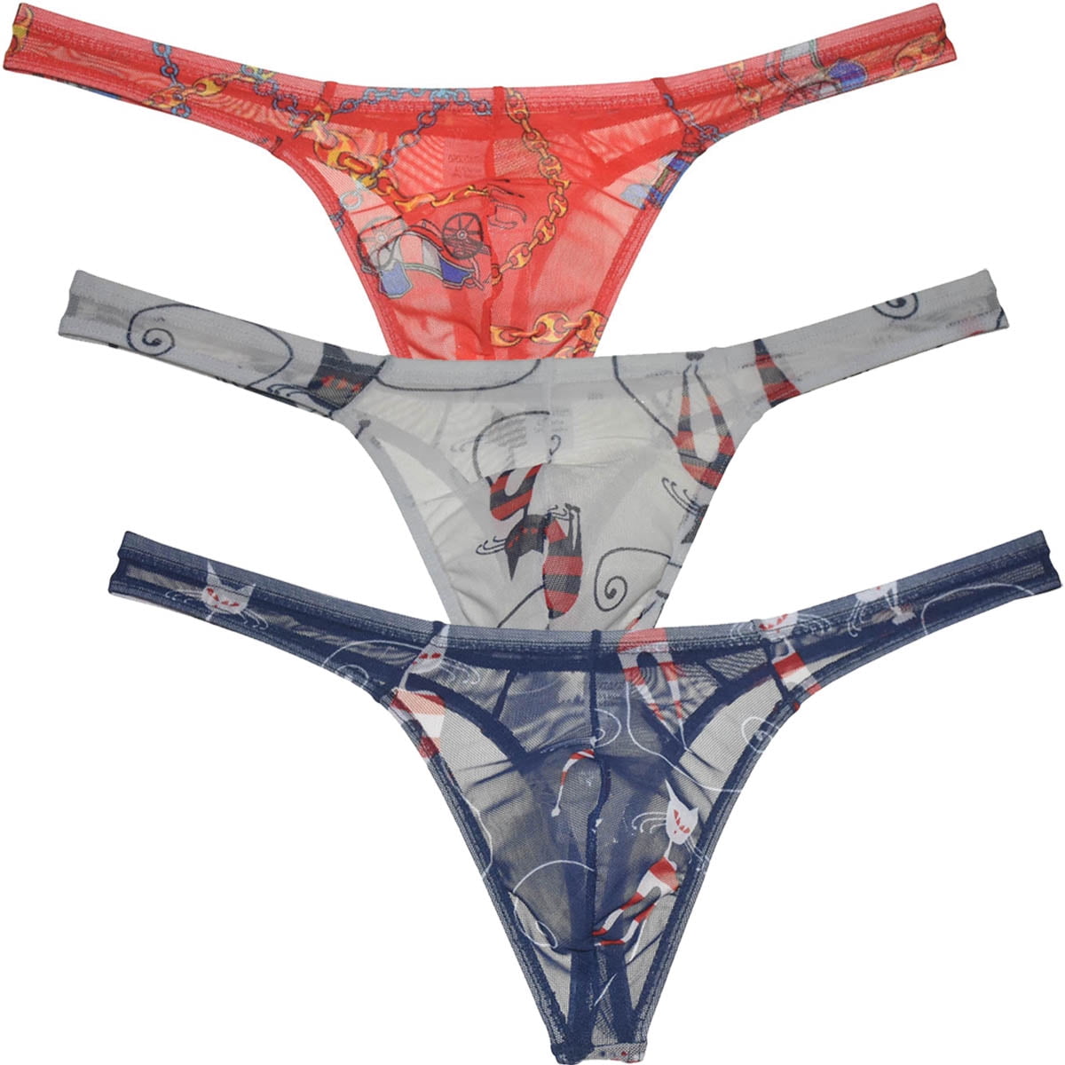 Botmois 3Pack Men's Mesh Sheer Briefs Spandex Mini Bottoms Thong ...