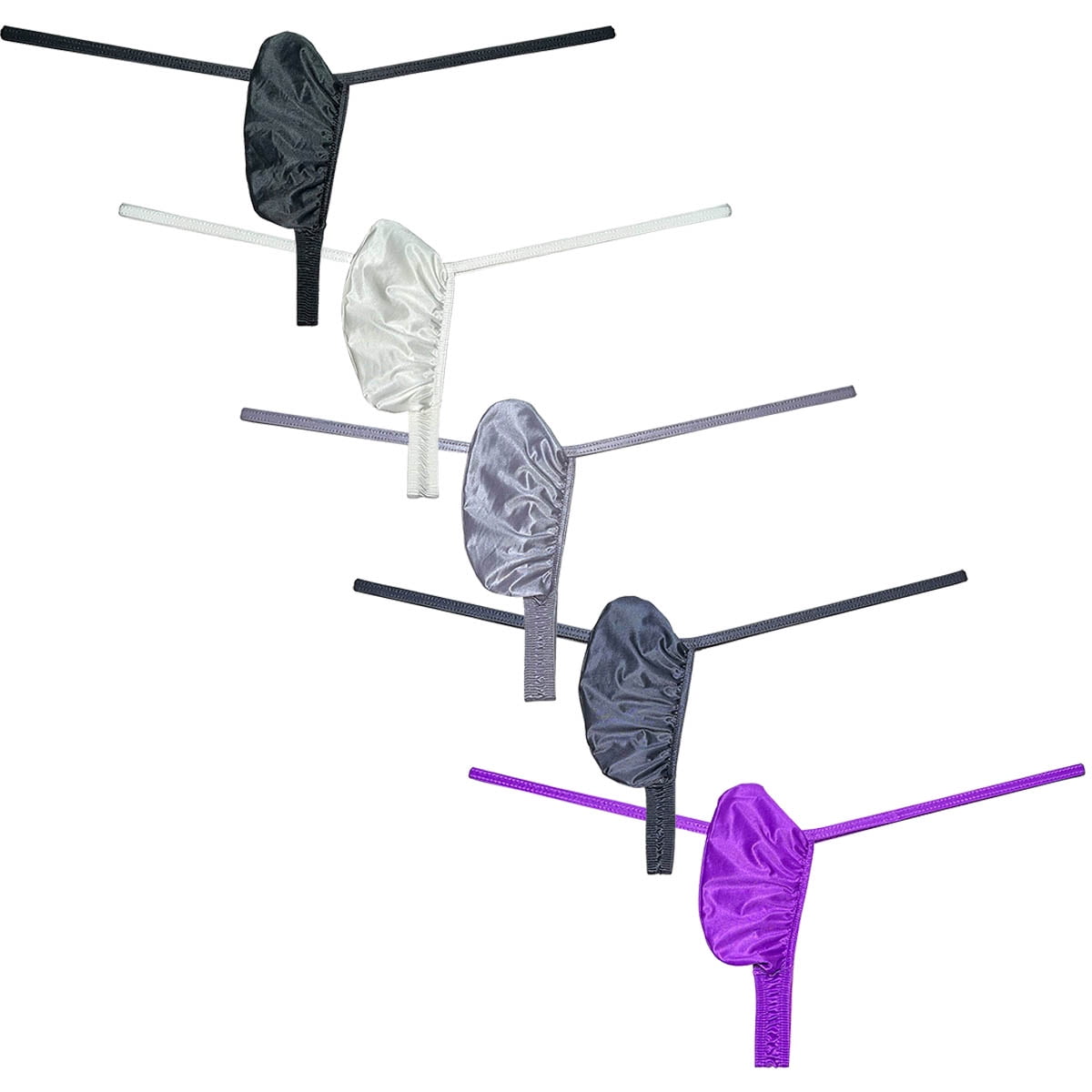 Botmois 5 PACK Men's Micro Thongs Sexy Low-rise G-String Shiny String ...