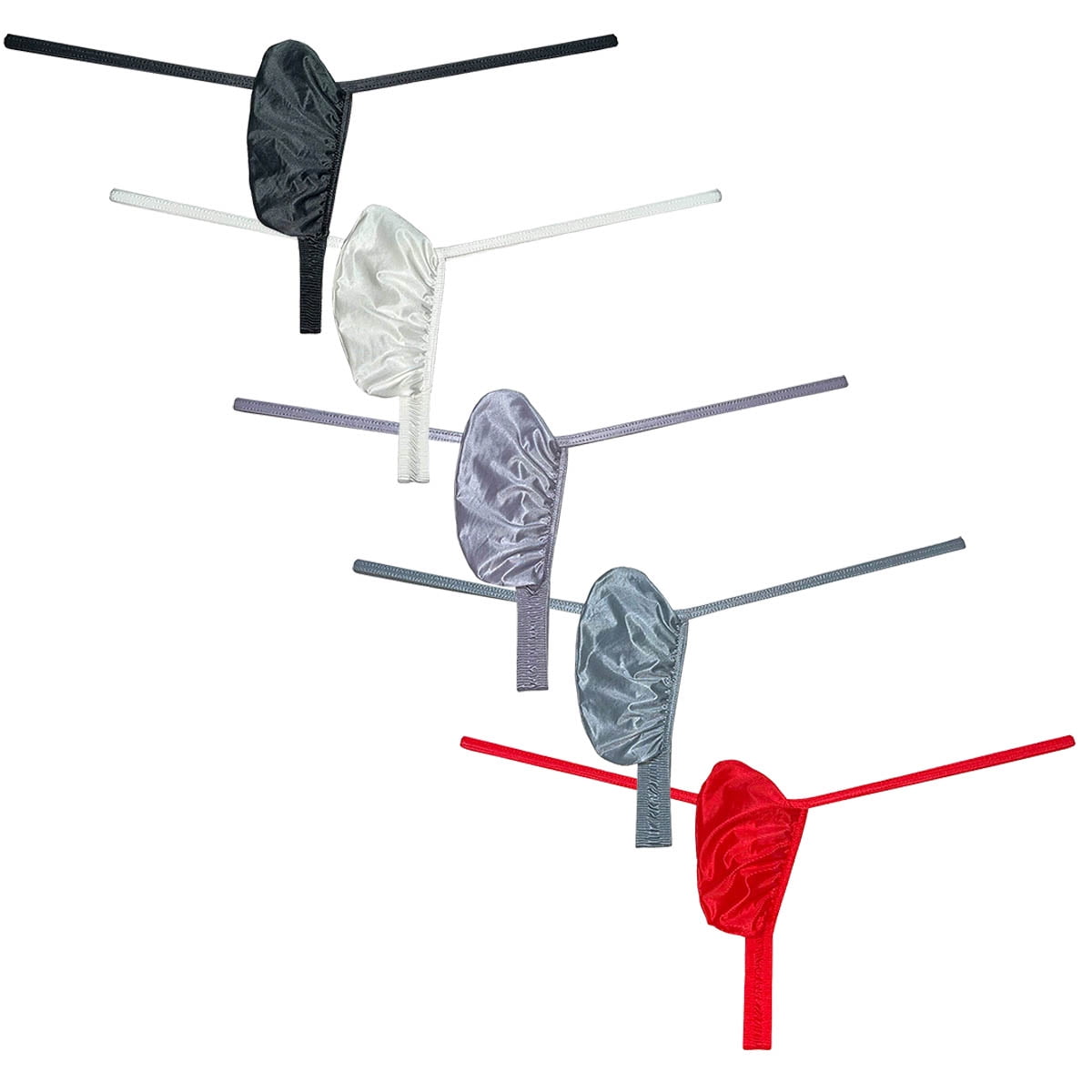 Botmois 5 PACK Men's Micro Thongs Sexy Low-rise G-String Shiny String ...